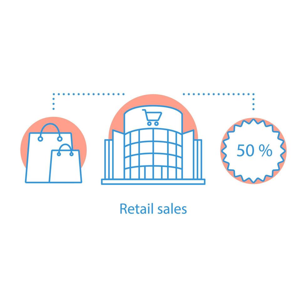 Retail sales linear icon. Shopping center idea thin line illustration ...