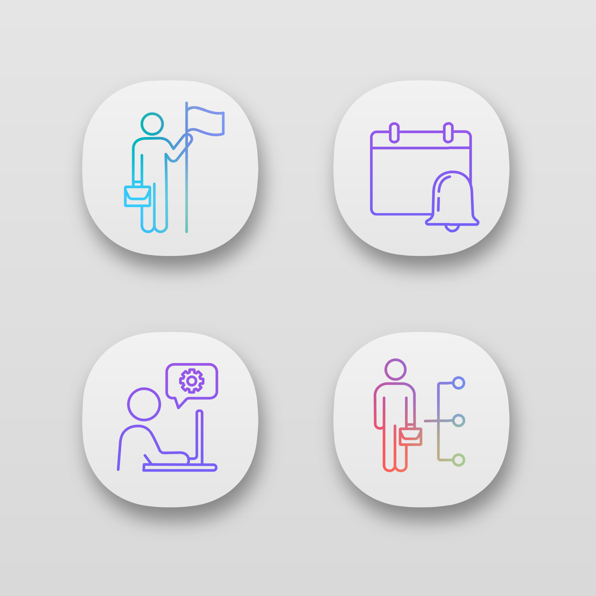 Business management app icons set. UI UX user interface. Achievement ...
