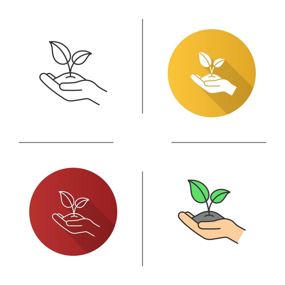 Greening icon. Flat design, linear and color styles. Environment ... Greening icon. Flat design, linear and color styles. Environment ...