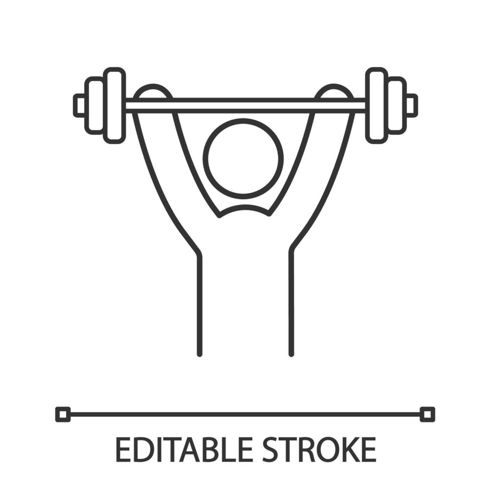 Hombre Entrenando Con Icono Lineal De Barra Ejercicios Fisicos Ilustración De Línea Fina