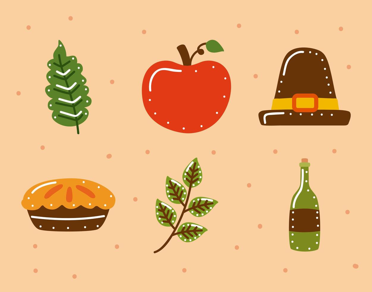 six thanksgiving celebration icons 3887595 Vector Art at Vecteezy