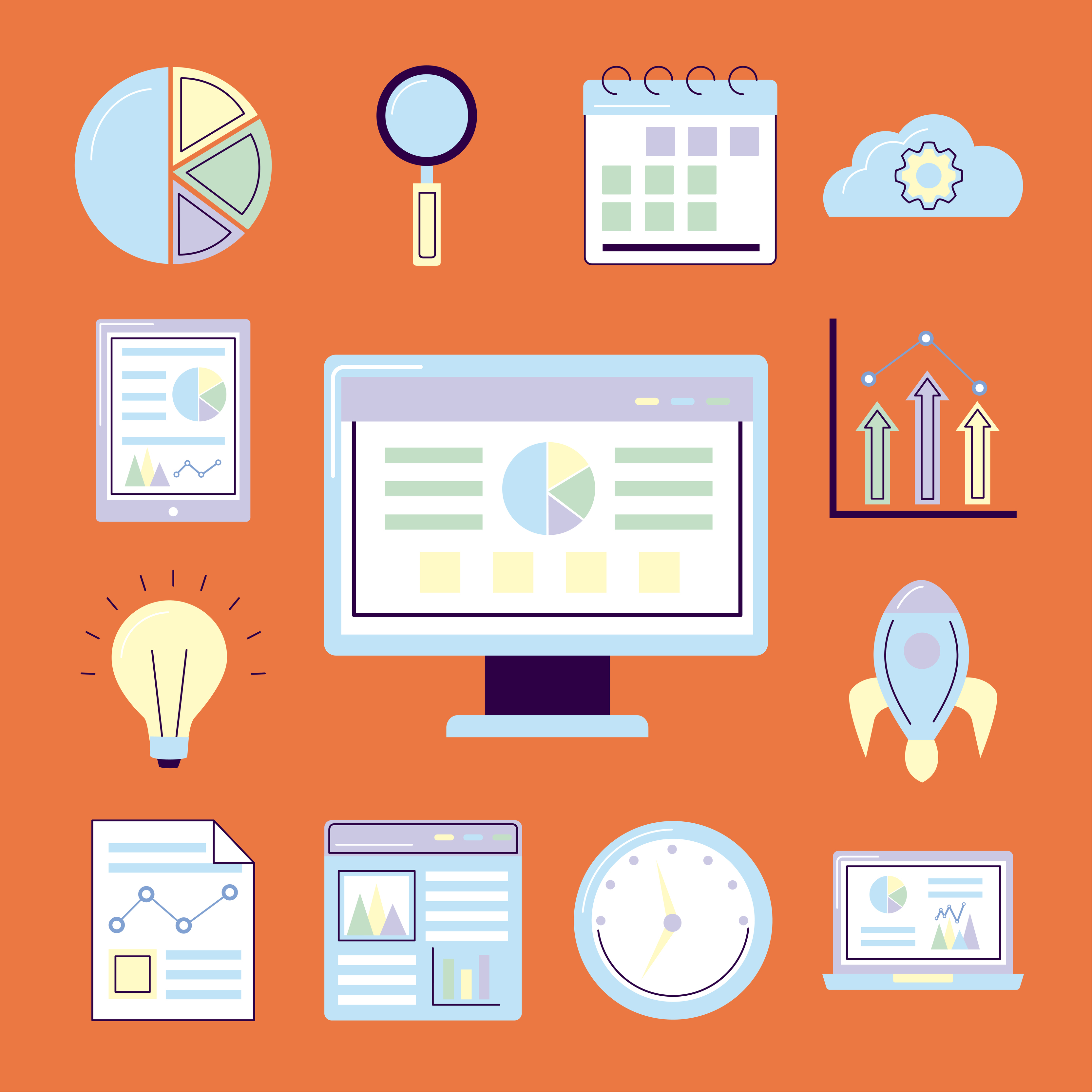 computer and analytics icons 3890371 Vector Art at Vecteezy