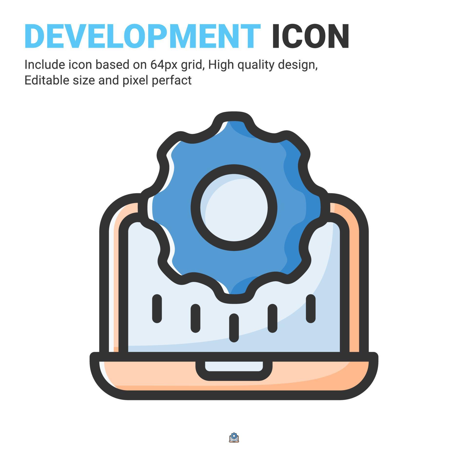 Development icon vector with outline color style isolated on white ...