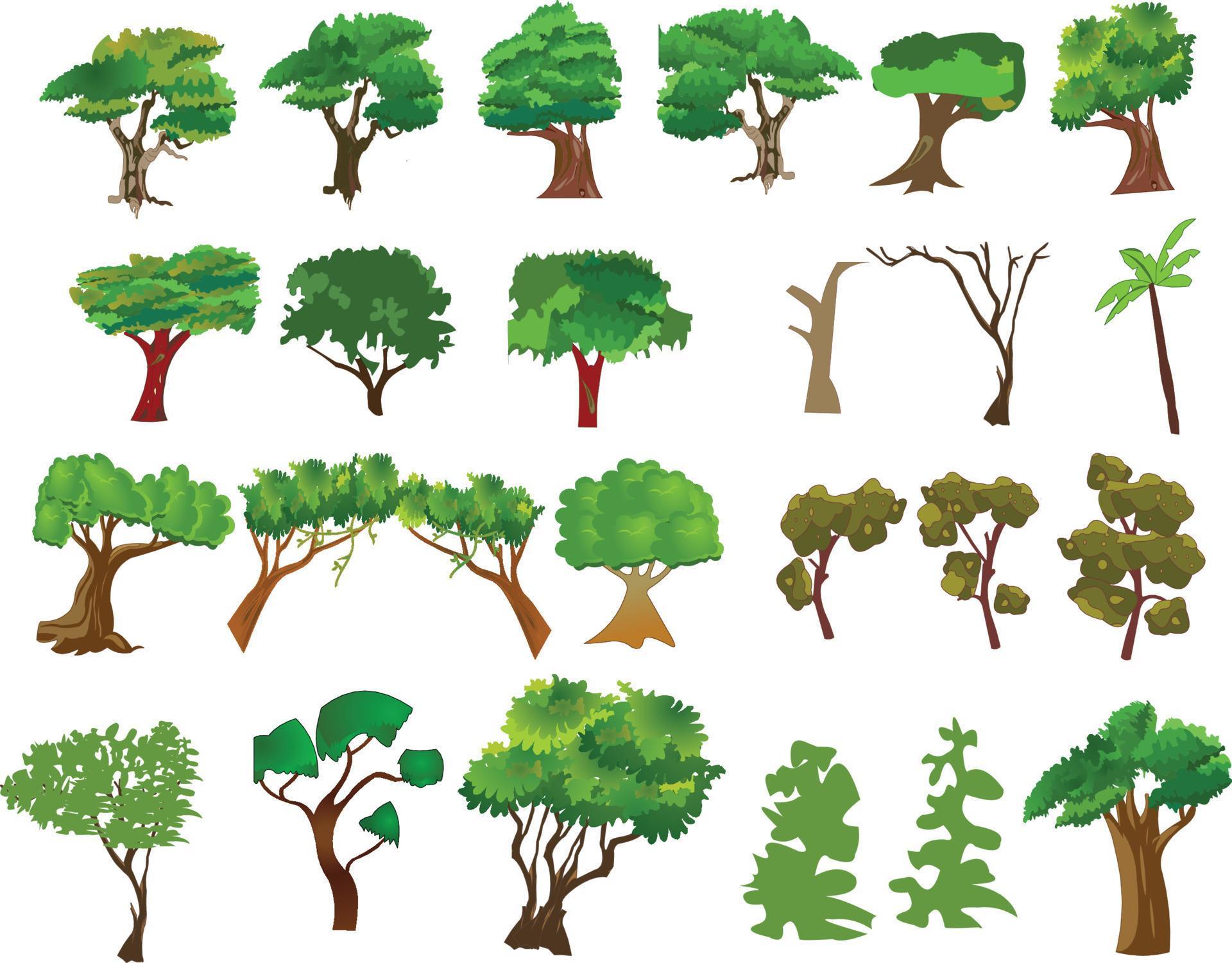 set of trees vector art illustration 3989654 Vector Art at Vecteezy