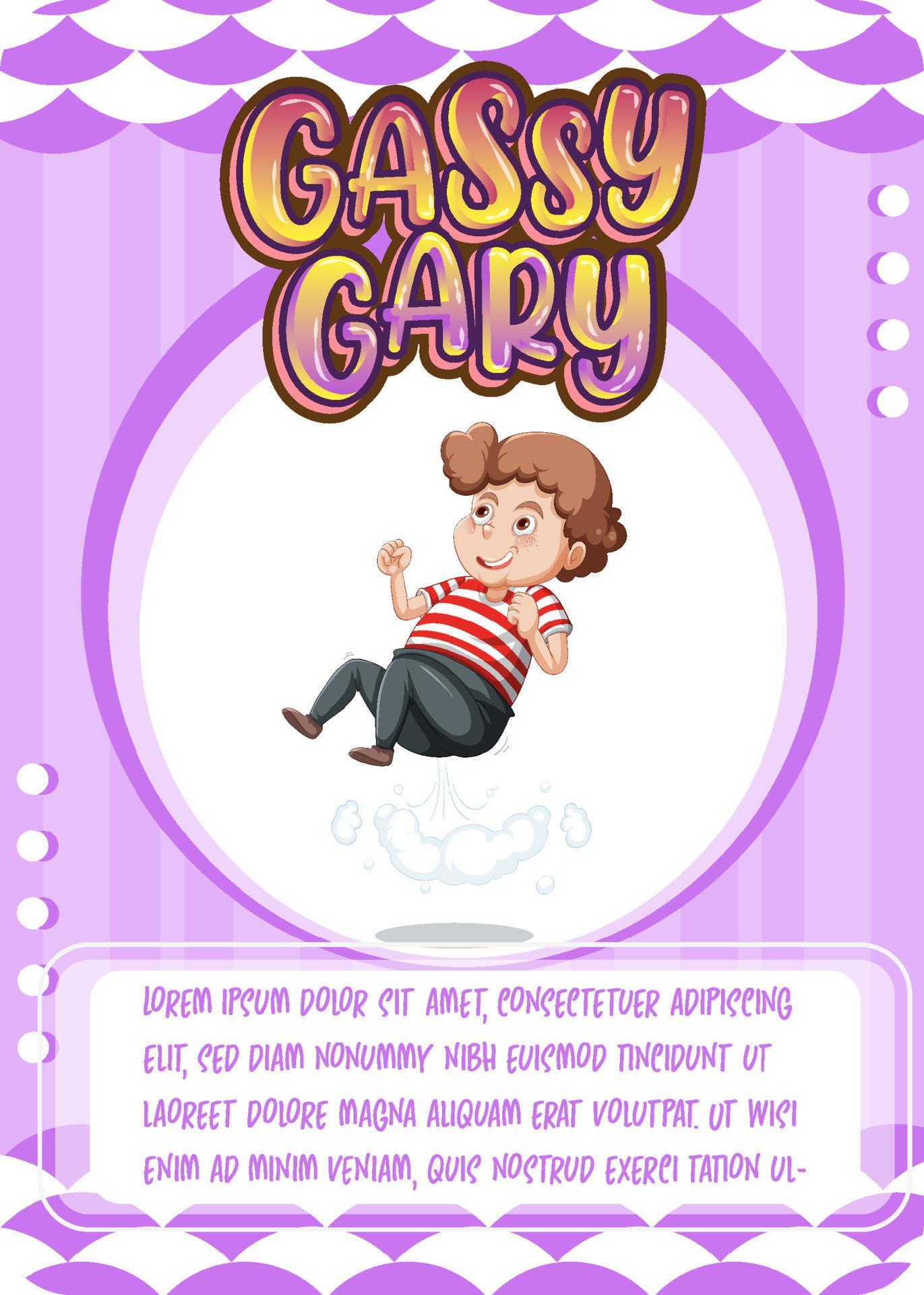 Character game card template with word Gassy Gary 4010640 Vector Art at Vecteezy