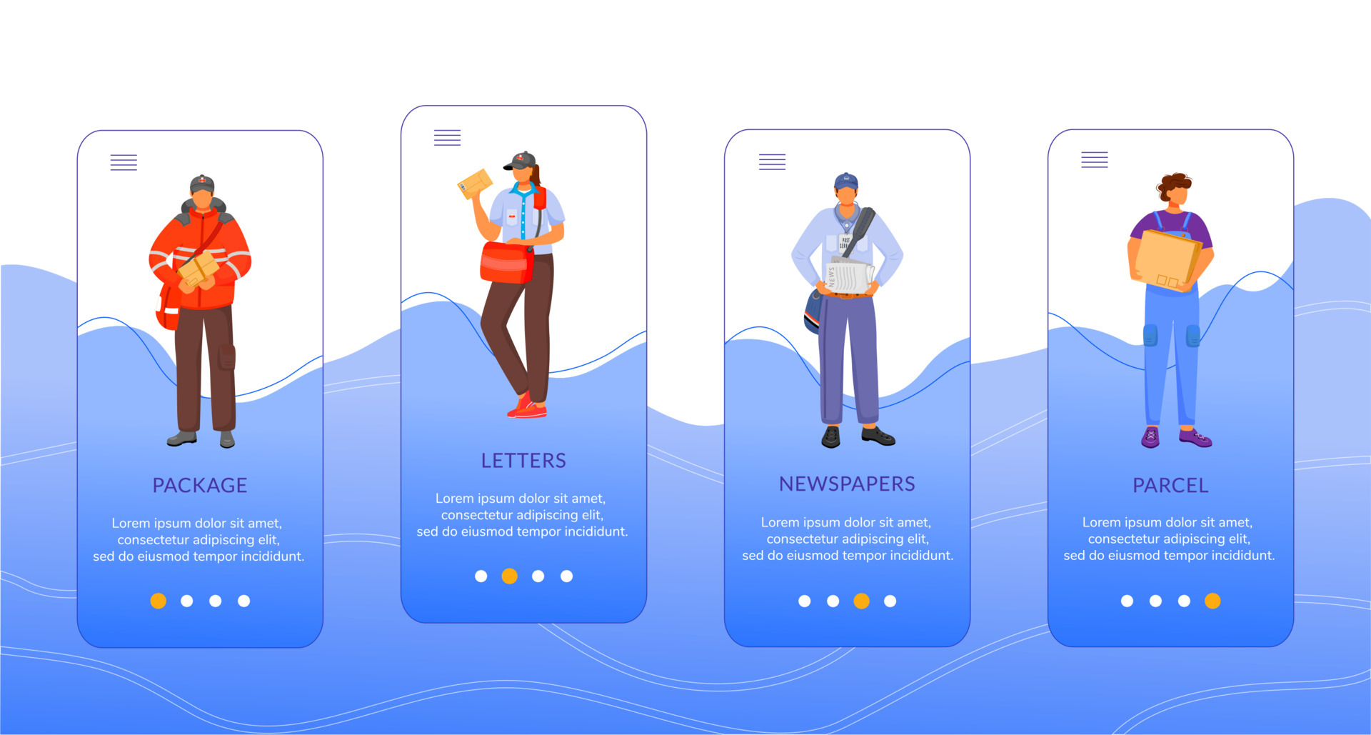 Post Service Delivery Onboarding Mobile App Screen Vector Template