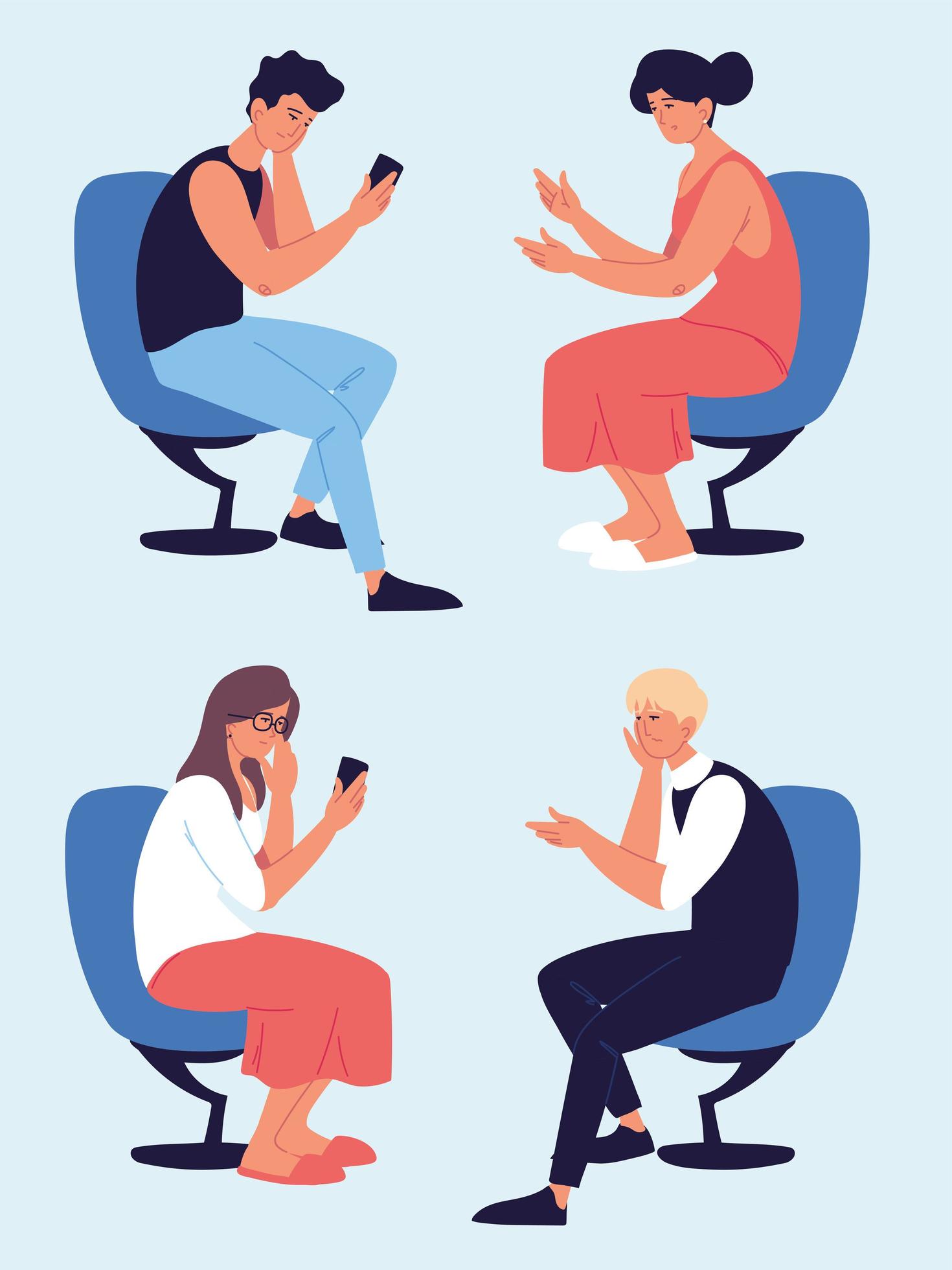 indifferent people sitting 4058478 Vector Art at Vecteezy