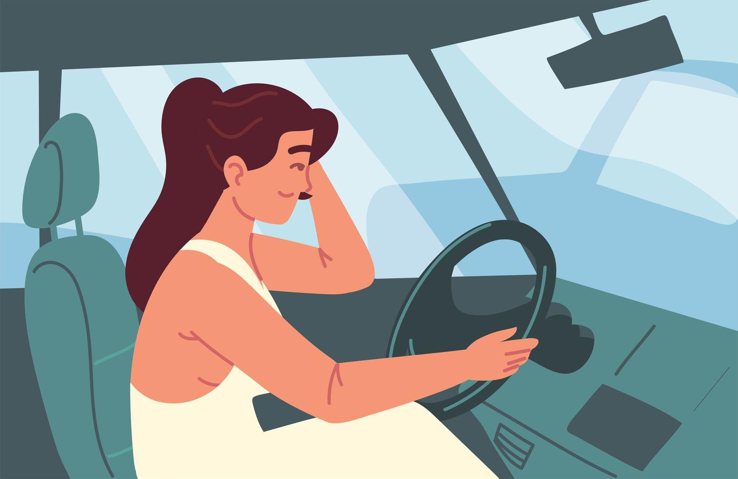 Hermosa Mujer Conduciendo Coche 4059514 Vector En Vecteezy