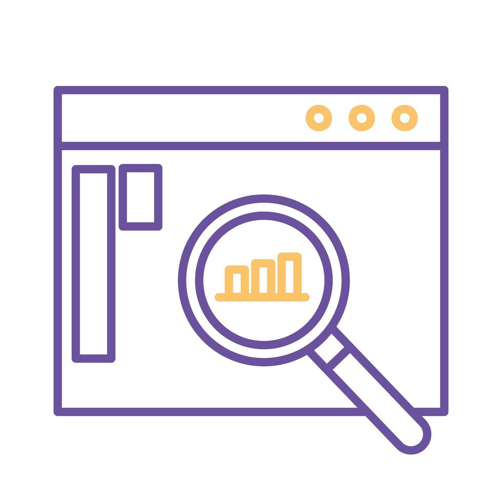 bars chart in lupe on website line style icon vector design 4060225 Vector Art at Vecteezy