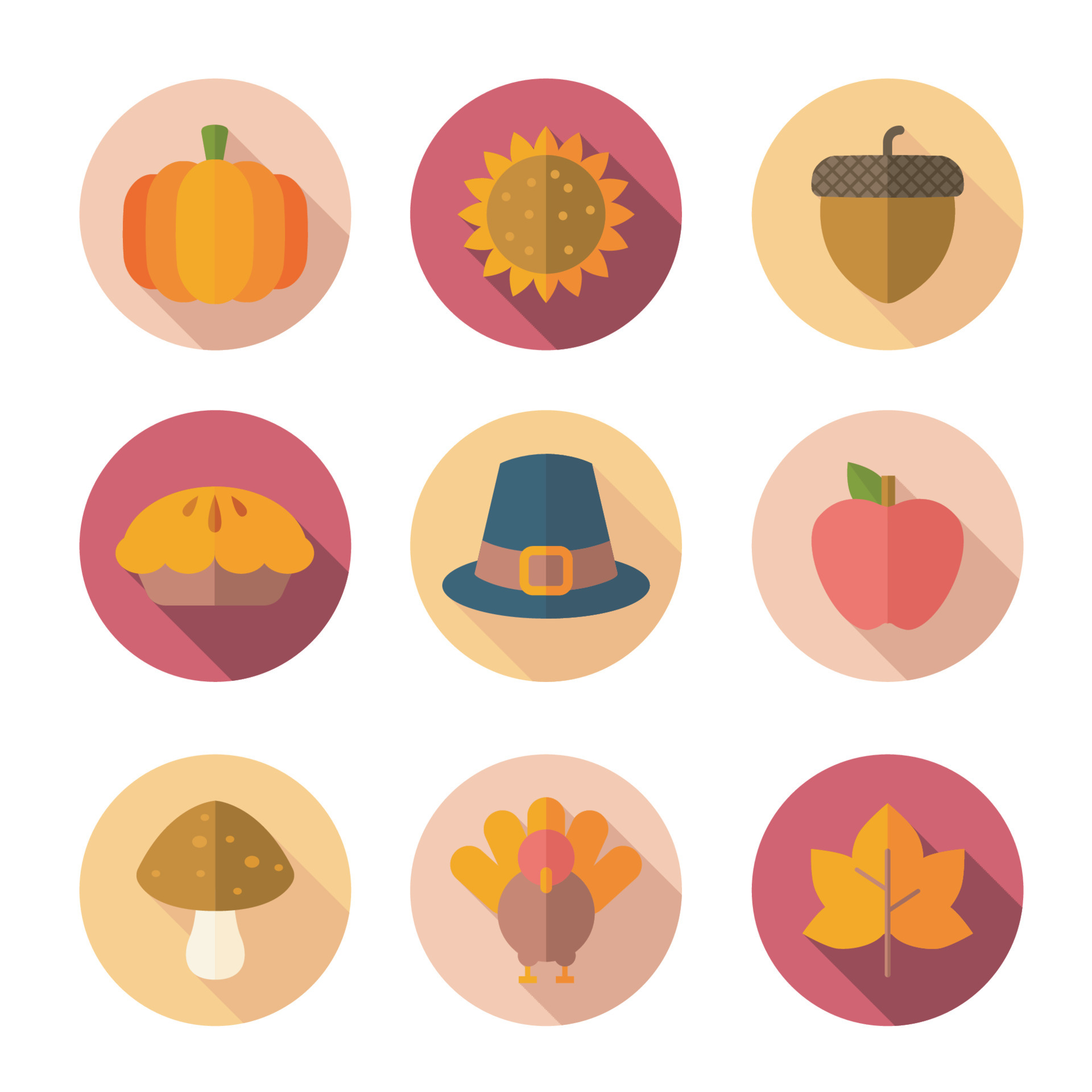 Flat Thanksgiving Icon Set 4076876 Vector Art at Vecteezy