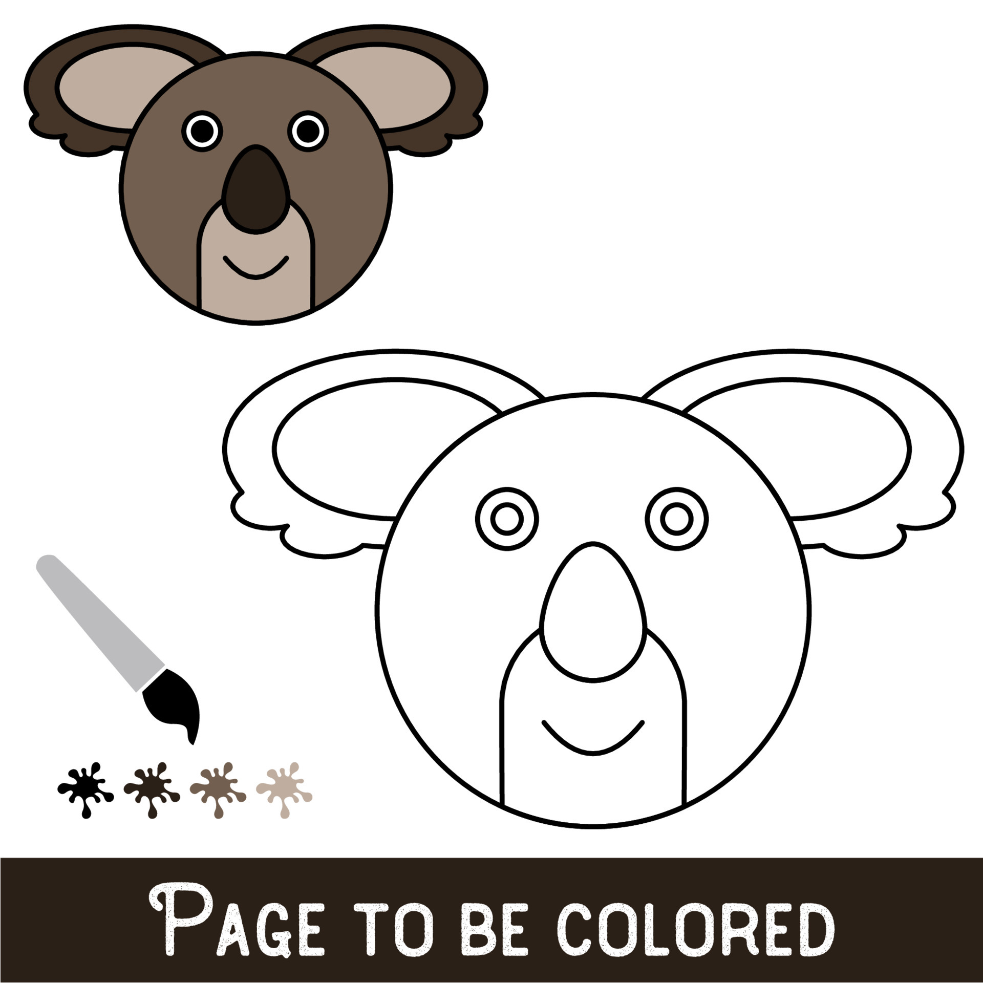 Funny Koala Face to be colored, the coloring book for preschool kids ...