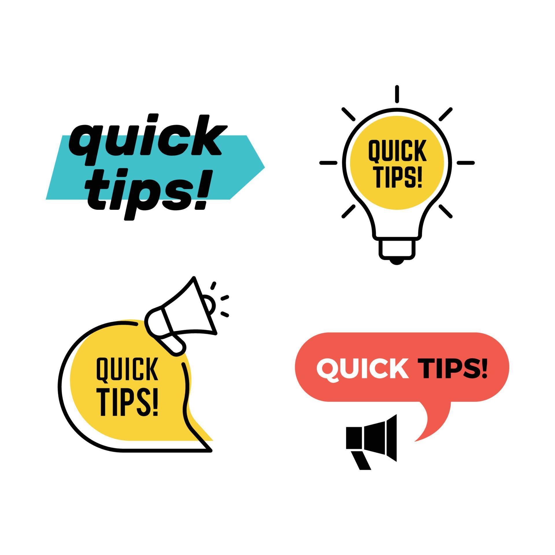Quick tips badges graphic stickers ideas reminders quickly thinks ...