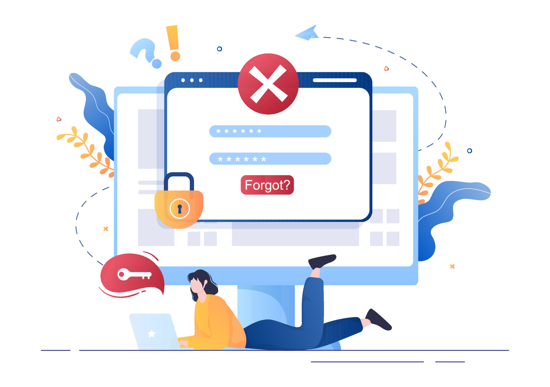 Forgot Password And Account Login For Web Page Protection Security Key Access System In