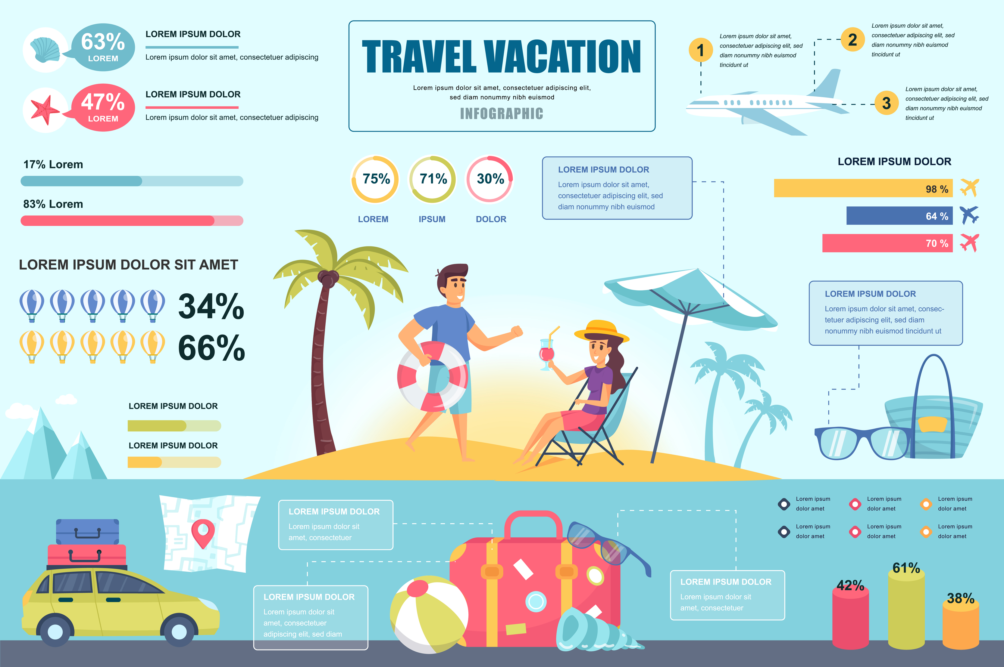 Travel vacation concept banner with infographic elements. Summer trip ... Travel vacation concept banner with infographic elements. Summer trip ...