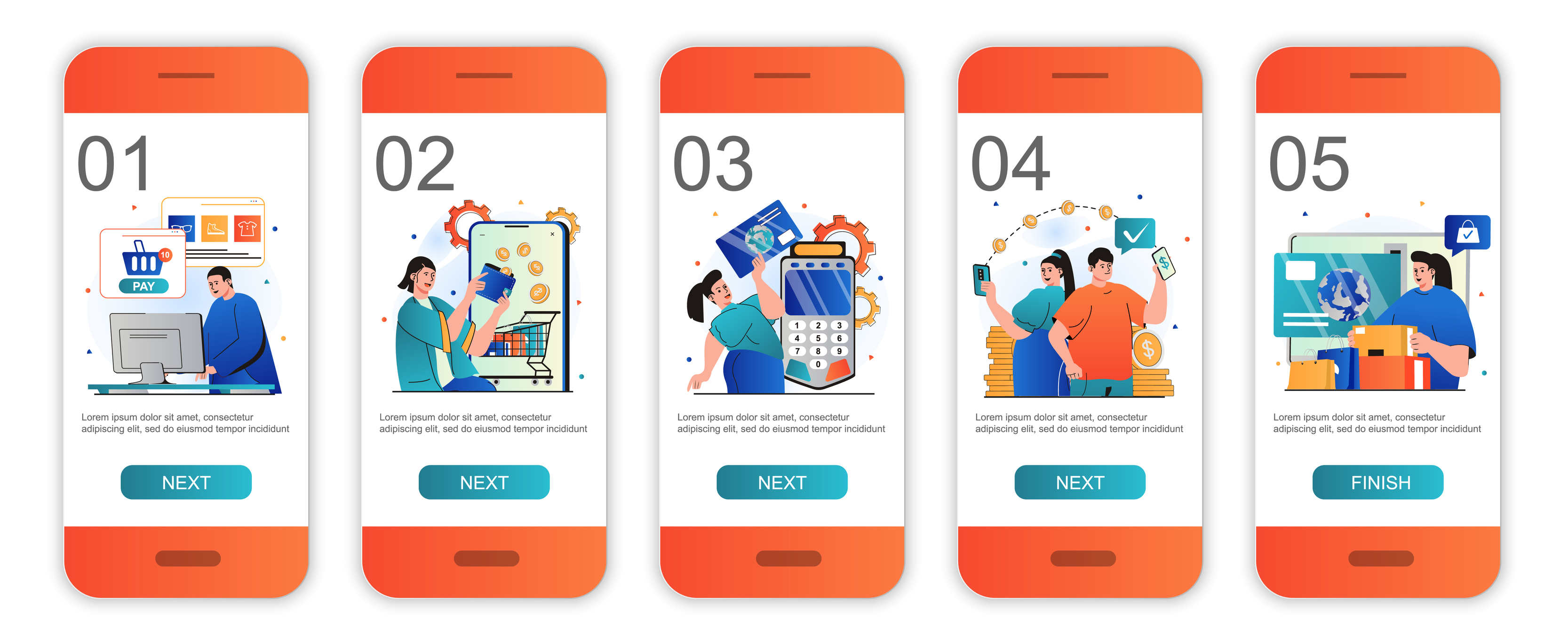 Online Payment Concept Onboarding Screens For Mobile App Templates