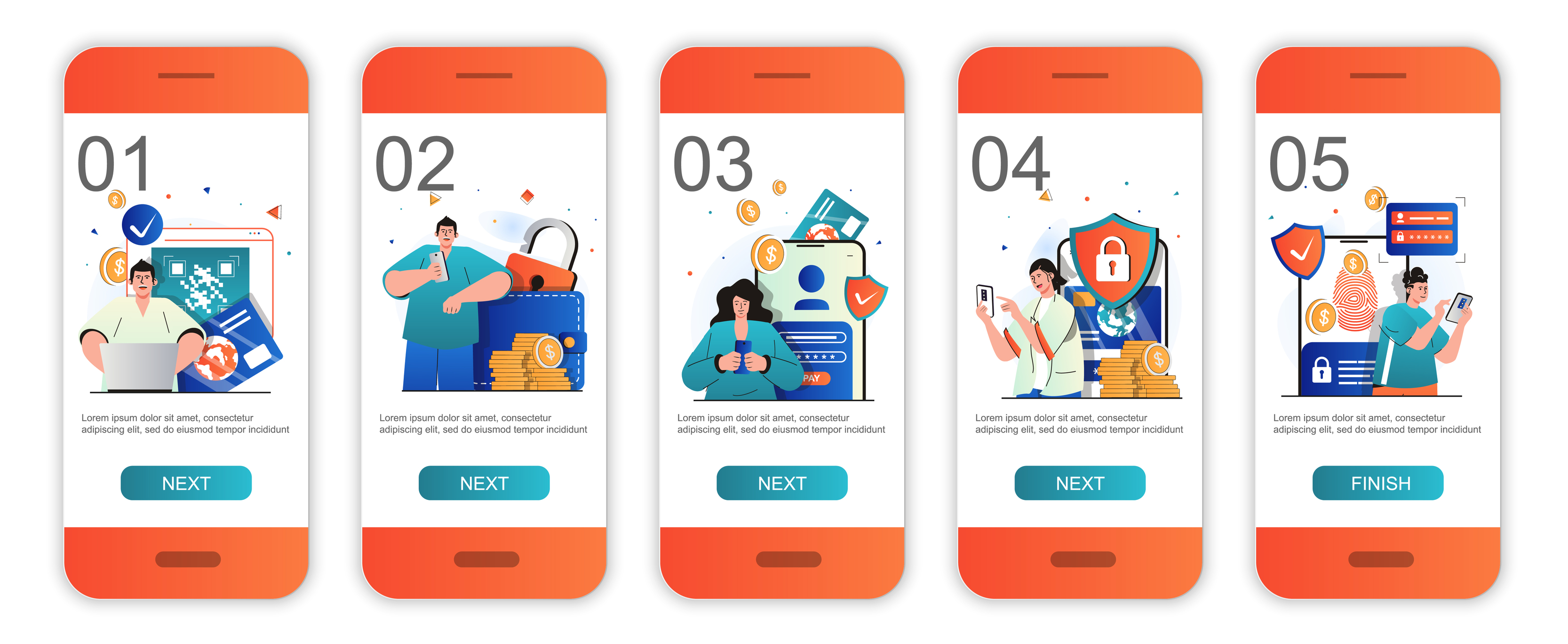 Secure Payment Concept Onboarding Screens For Mobile App Templates