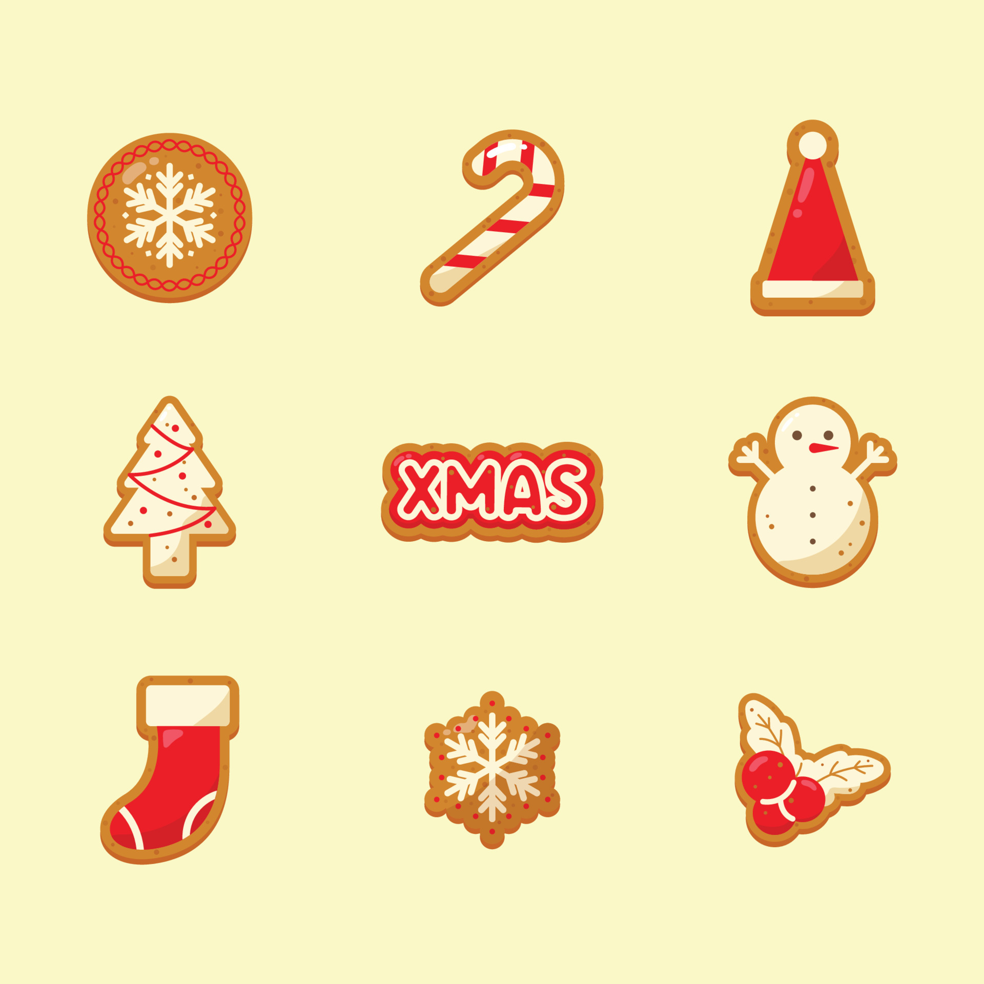 Christmas Ginger Bread Collection 4128515 Vector Art At Vecteezy