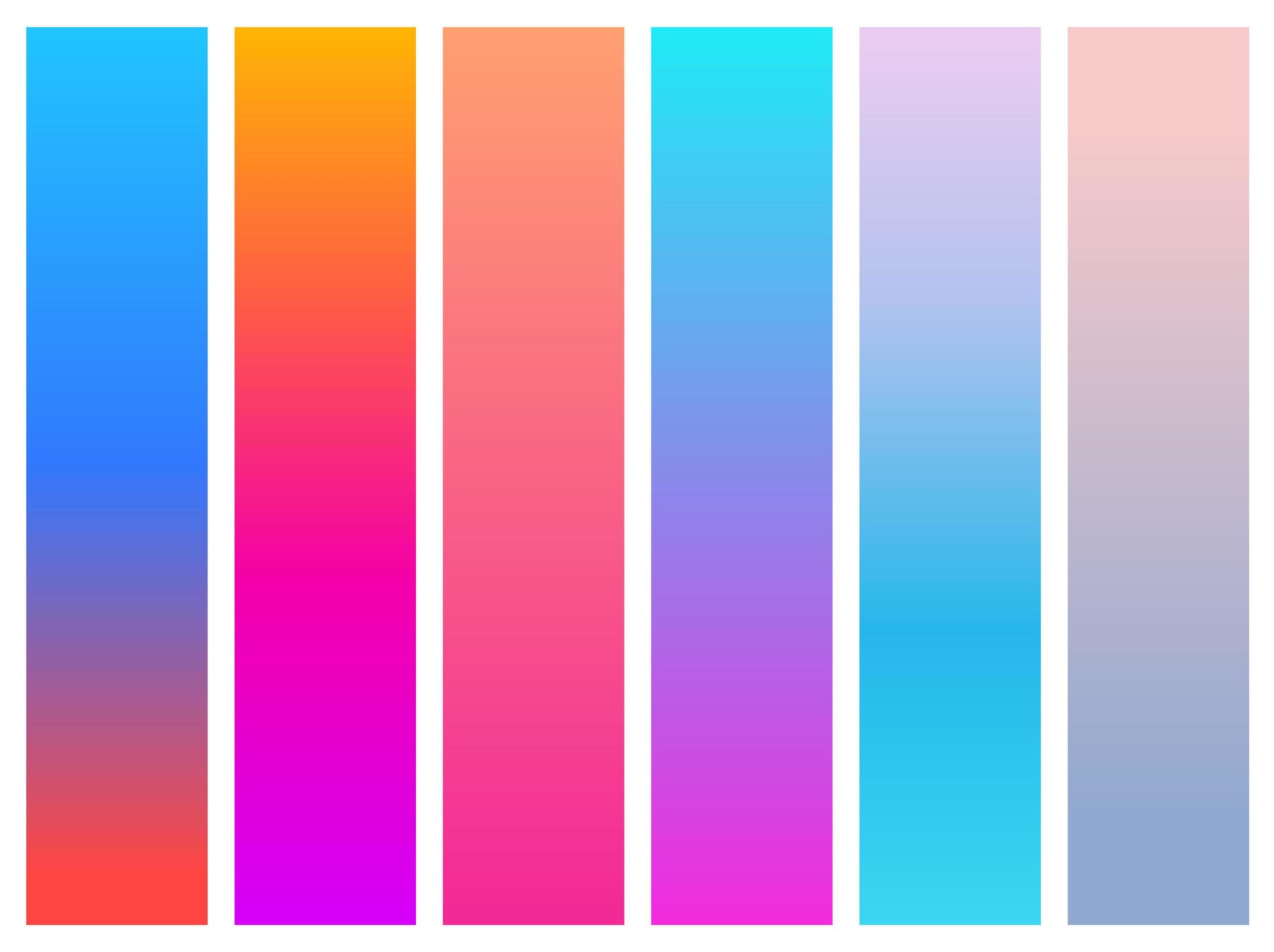 Color gradient set, modern unusual colors, vector palette template ...