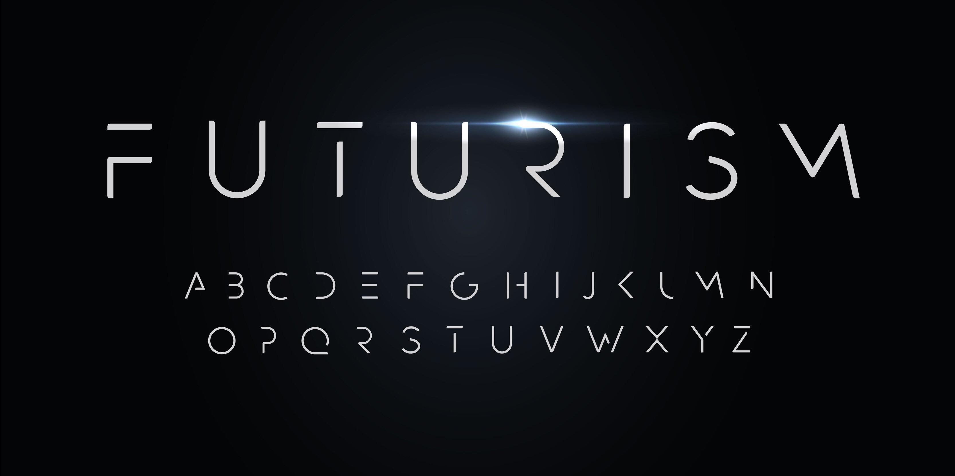 Vector Of Futuristic Alphabet Letters And Numbers Fut