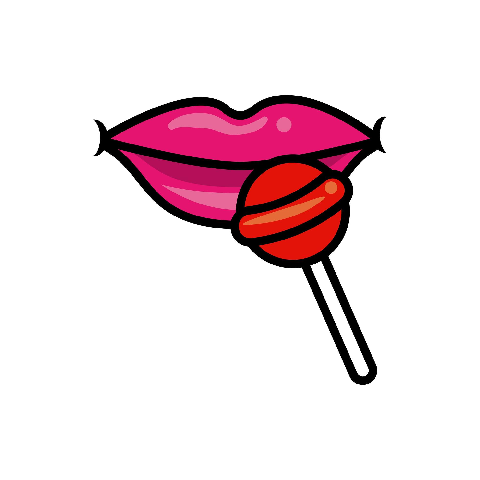 Pop Art Mouth With Sweet Candy Red Lollipop Fill Style Icon 4160415 Vector Art At Vecteezy