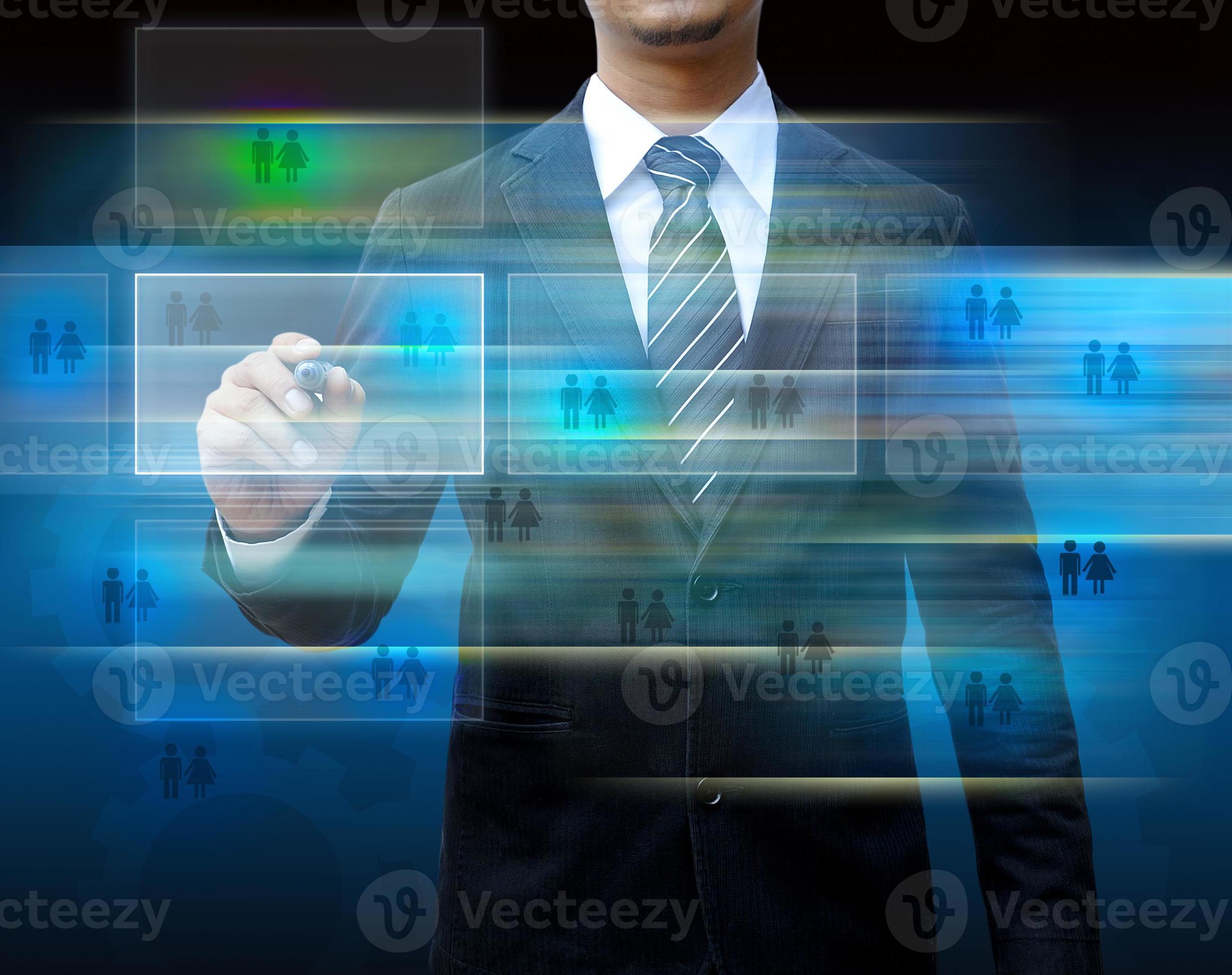 Businessman writing on the screen 4178532 Stock Photo at Vecteezy