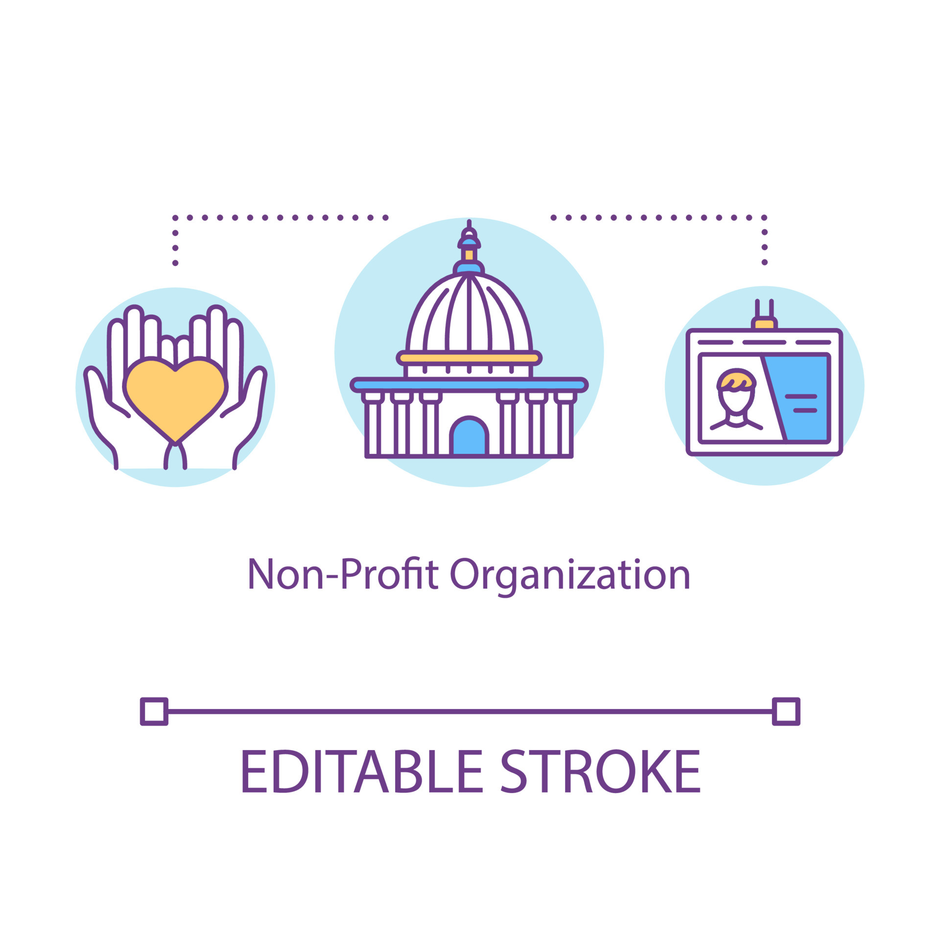 Non-profit organization concept icon. Donating and volunteering. Social ... Non-profit organization concept icon. Donating and volunteering. Social ...