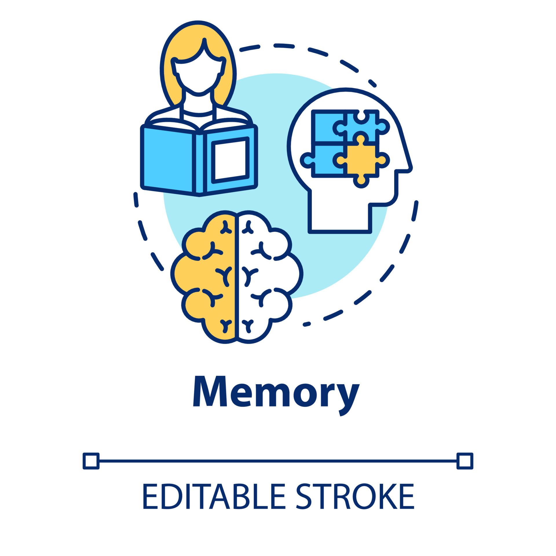 Memory concept icon. Receiving and storing information. Exam ...