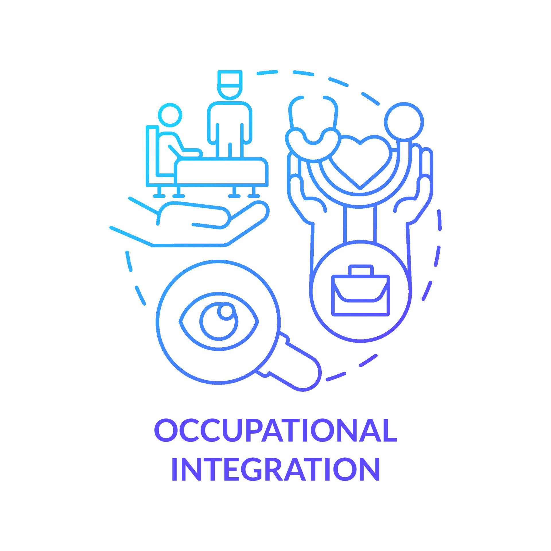Occupational integration blue gradient concept icon. Health promotion ... Occupational integration blue gradient concept icon. Health promotion ...