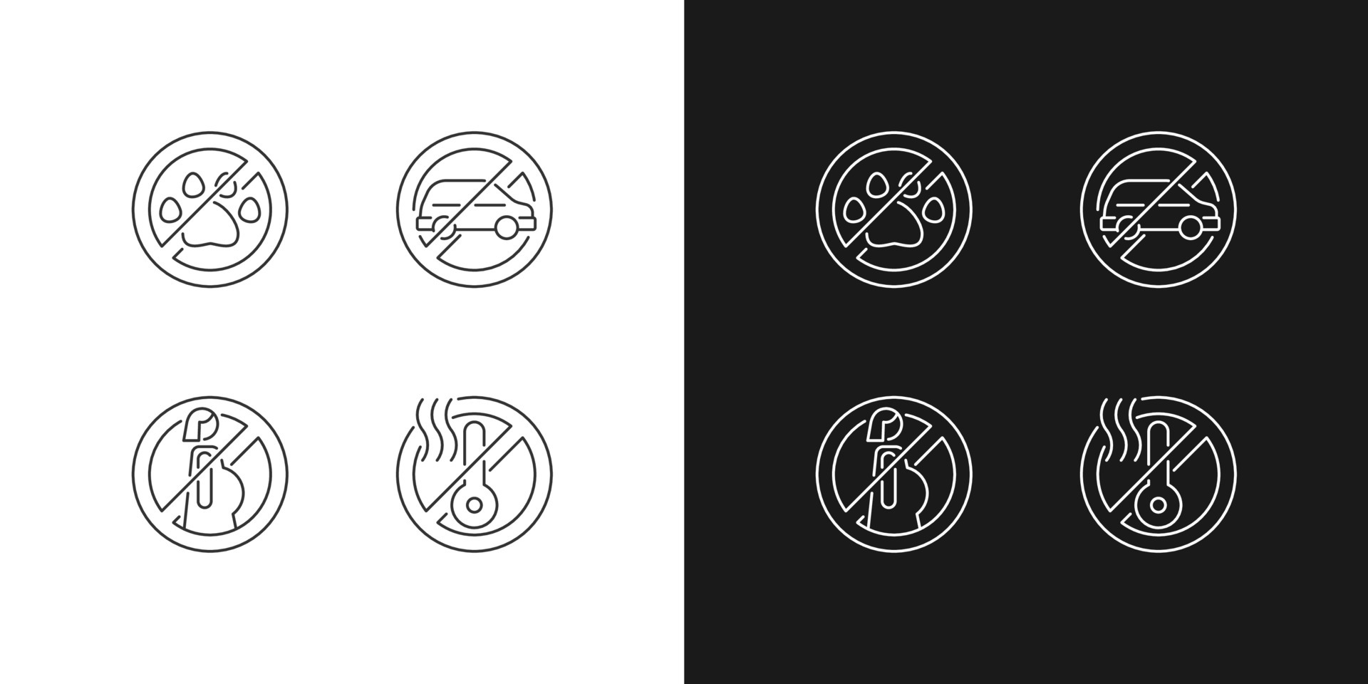 Vr Helmet Restrictions Linear Manual Label Icons Set For Dark And Light Mode Customizable Thin