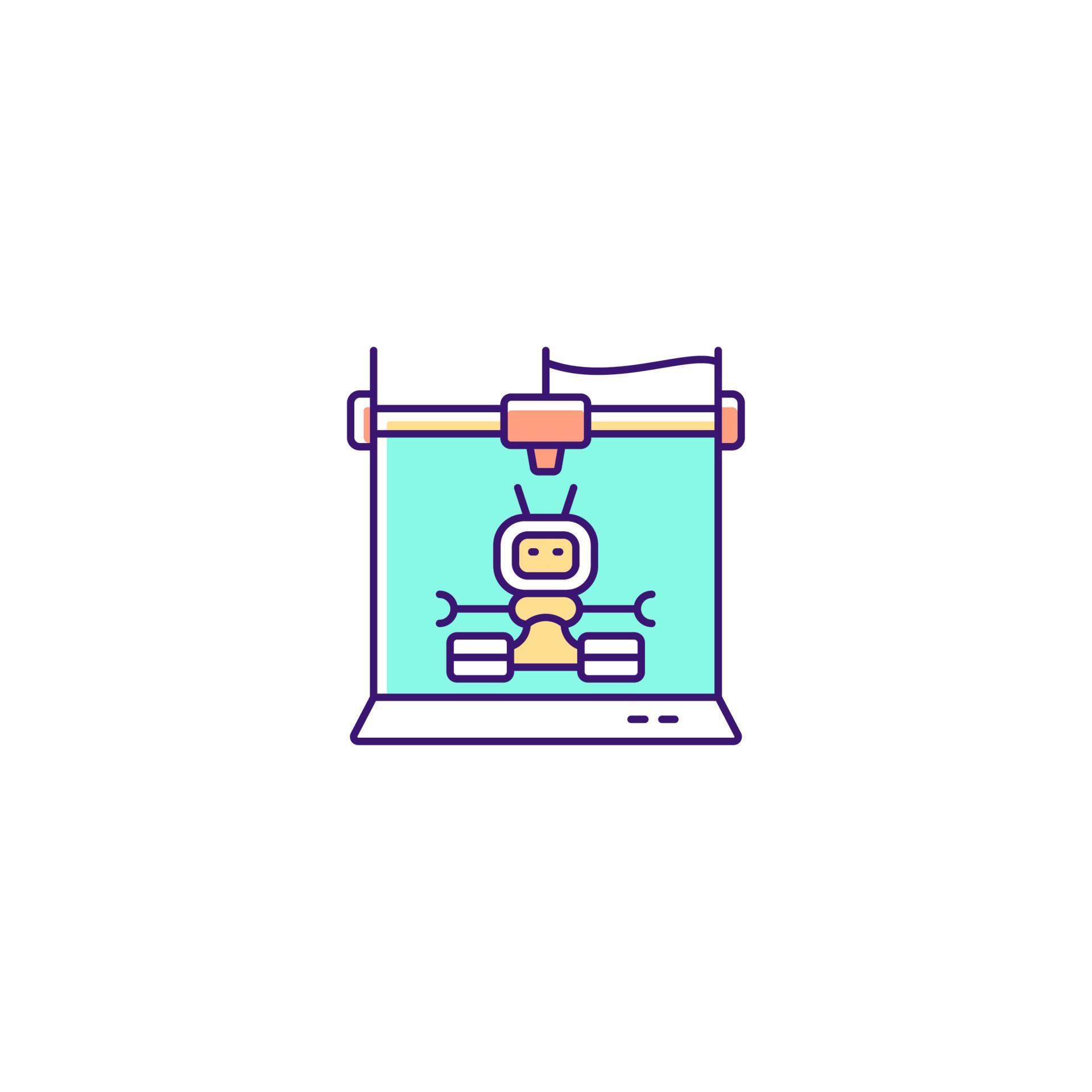 3d robots printing RGB color icon. Robotic additive manufacturing ...