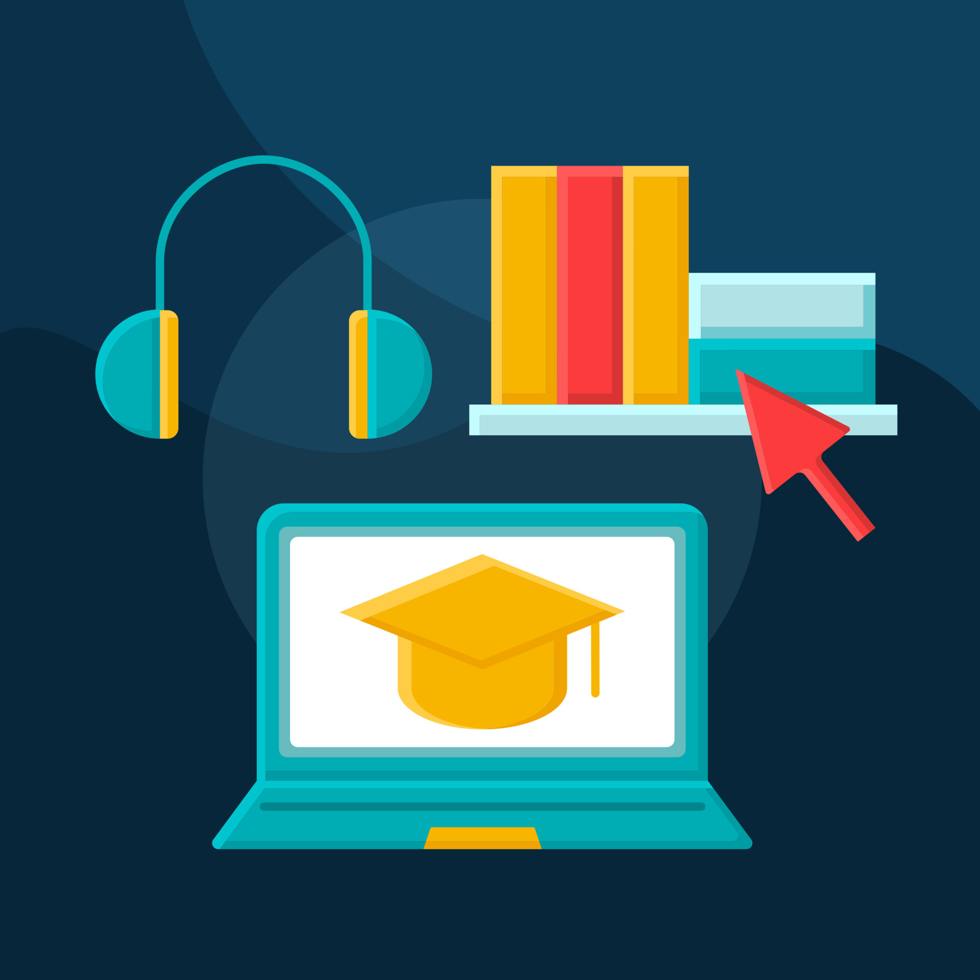 Online courses flat concept vector icon. E-learning idea cartoon color ...