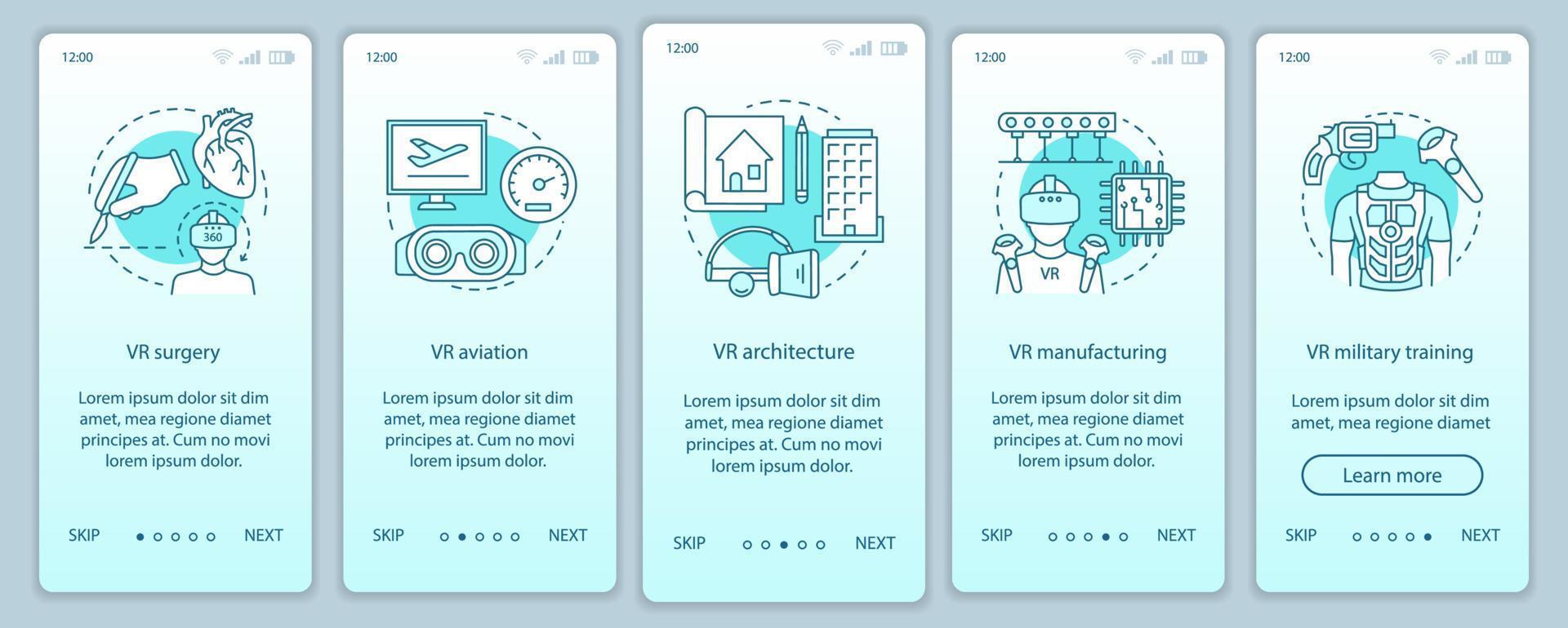 Virtual Industry Onboarding Mobile App Page Screen With Linear Concepts