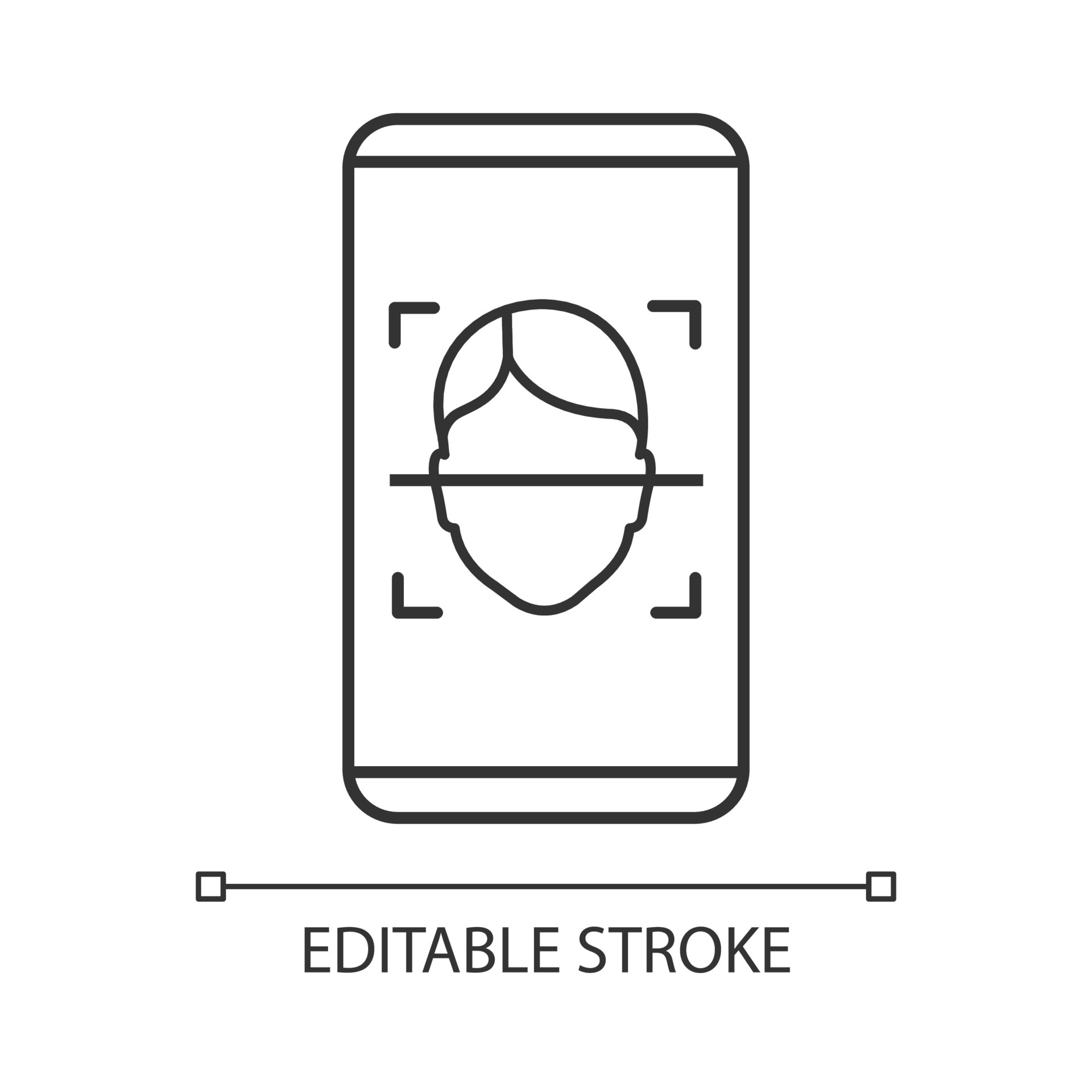 Face Lock Smartphone App Linear Icon Face Scan Protection Mobile Application Thin Line