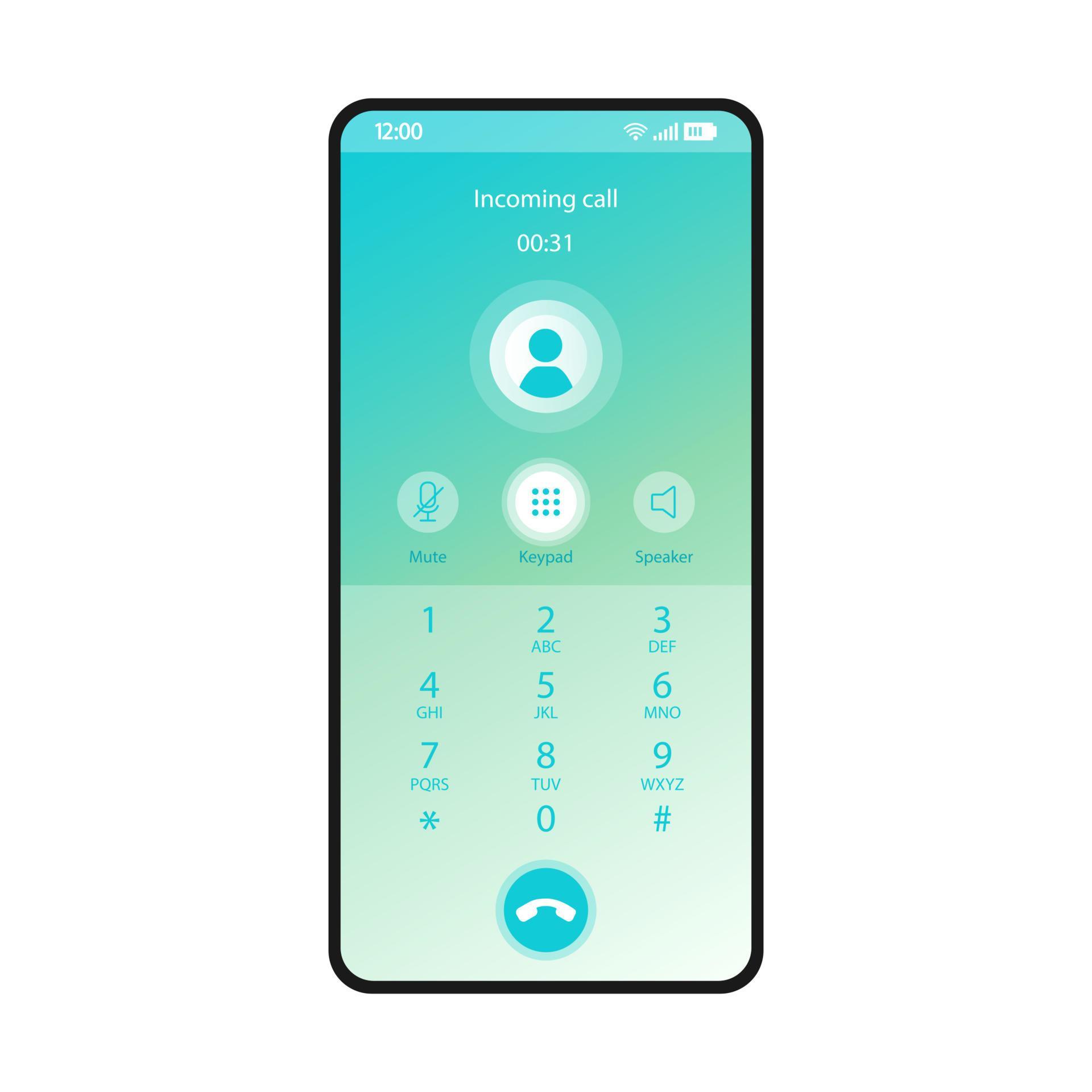Switched keypad smartphone interface vector template. Mobile app page ...