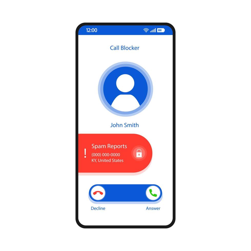 Call blocker smartphone interface vector template. Mobile app page ... Call blocker smartphone interface vector template. Mobile app page ...