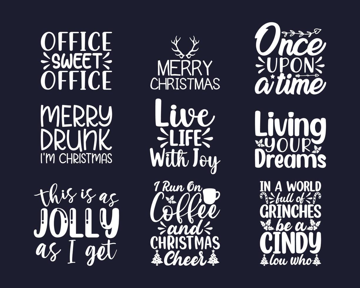 Christmas Typography T Shirt Design Set 4187318 Vector Art At Vecteezy
