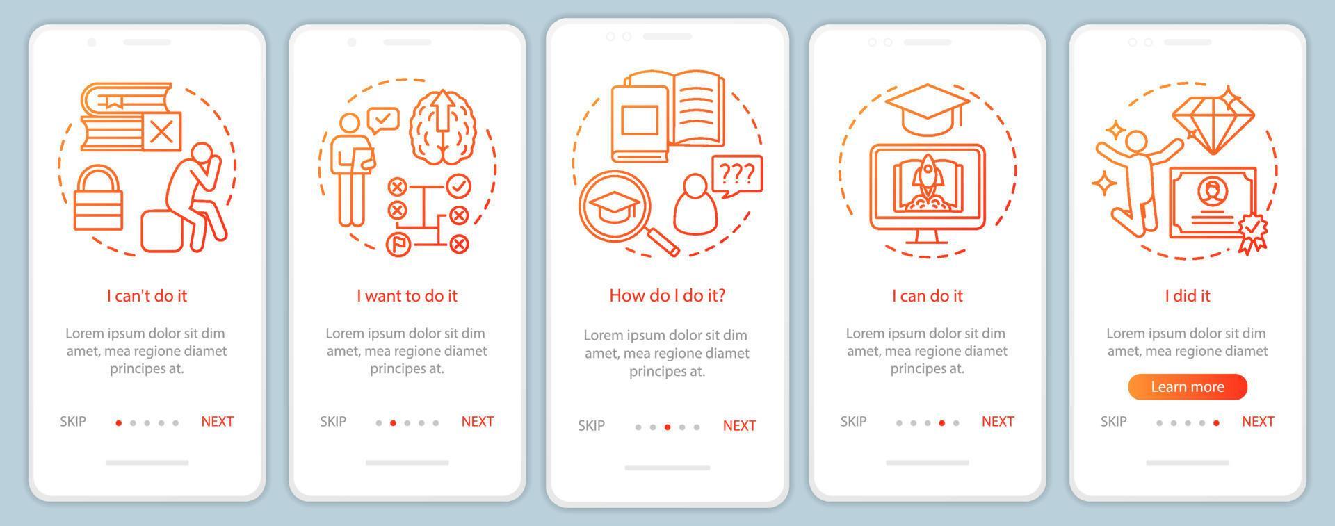 Education Motivation Onboarding Mobile App Page Screen With Linear Concepts Way To Success