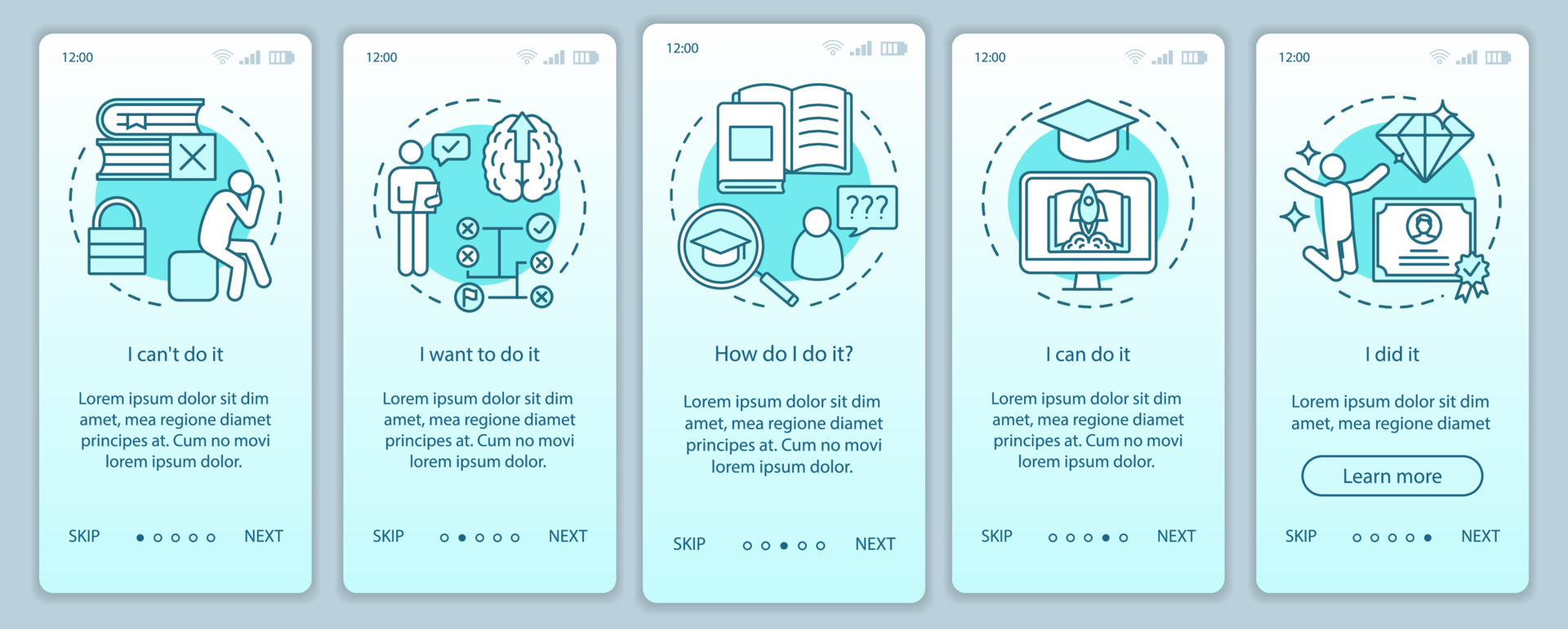 Education Motivation Onboarding Mobile App Page Screen With Linear Concepts Way To Success
