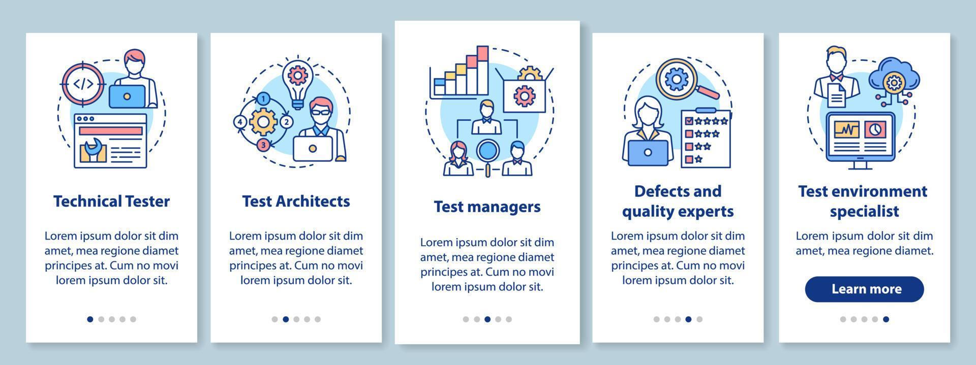 Software Testing Roles Onboarding Mobile App Page Screen With Linear