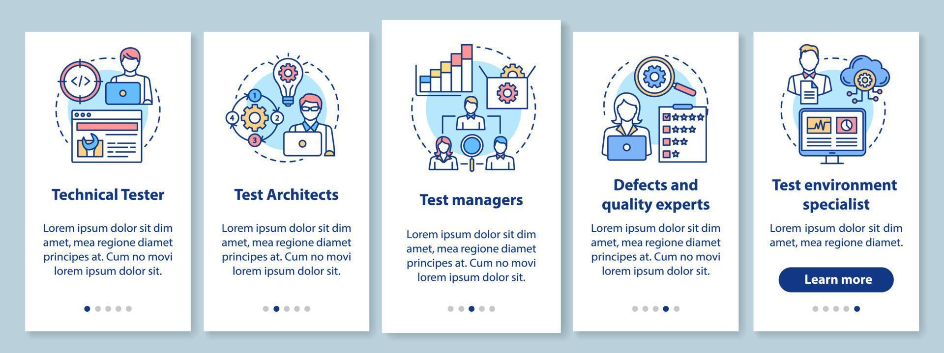 Software Testing Roles Onboarding Mobile App Page Screen With Linear
