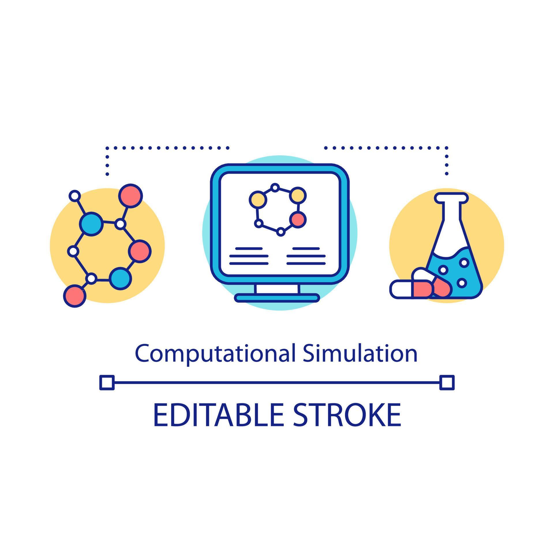 Computational simulation concept icon. Computer modeling. Visualization ...
