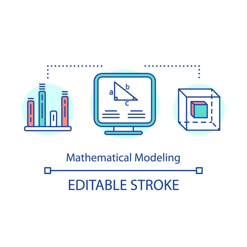 Mathematical Modeling Concept Icon Computer Data Processing Visualization Of Statistical
