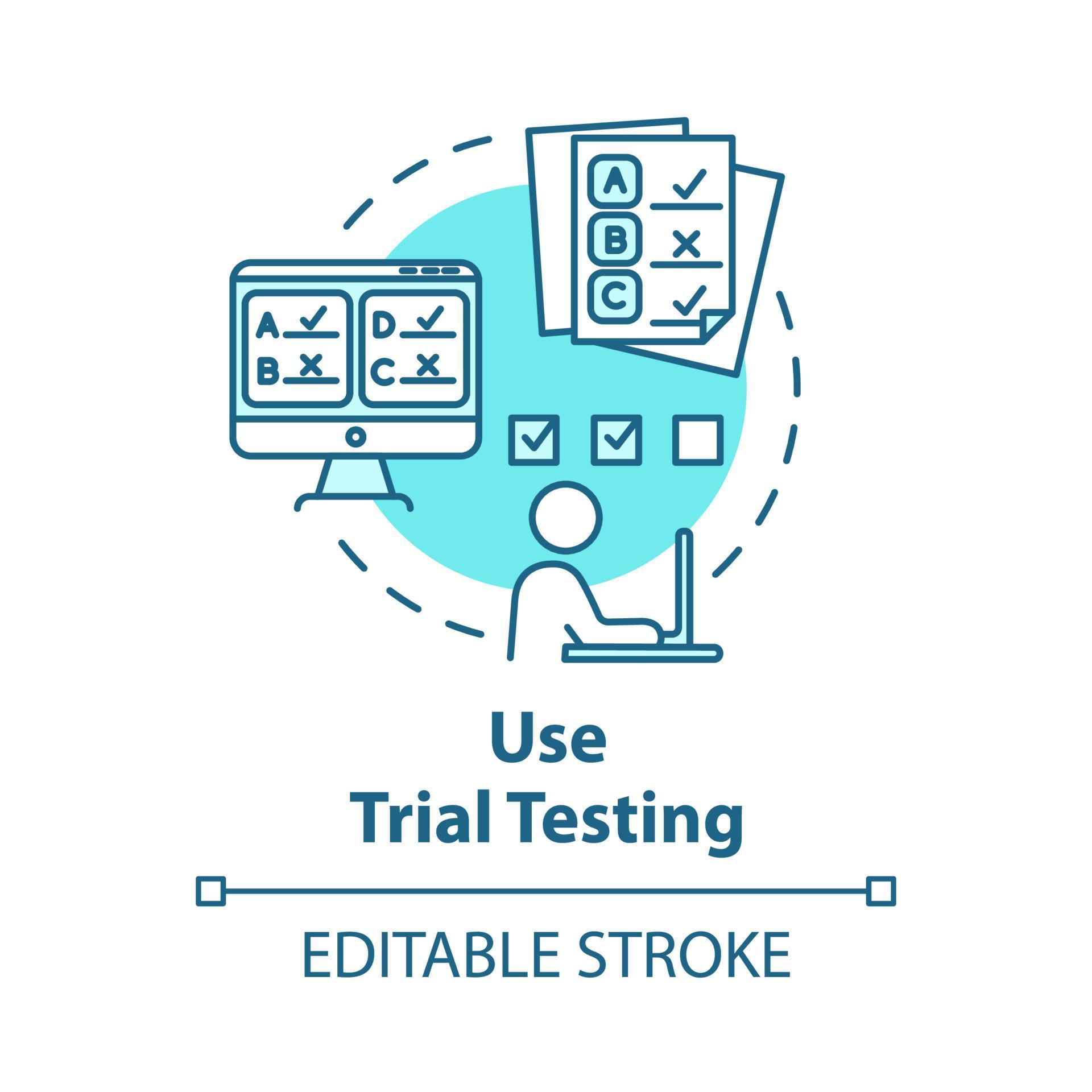 Use trial testing concept icon. Passing online test. Check knowledge ...