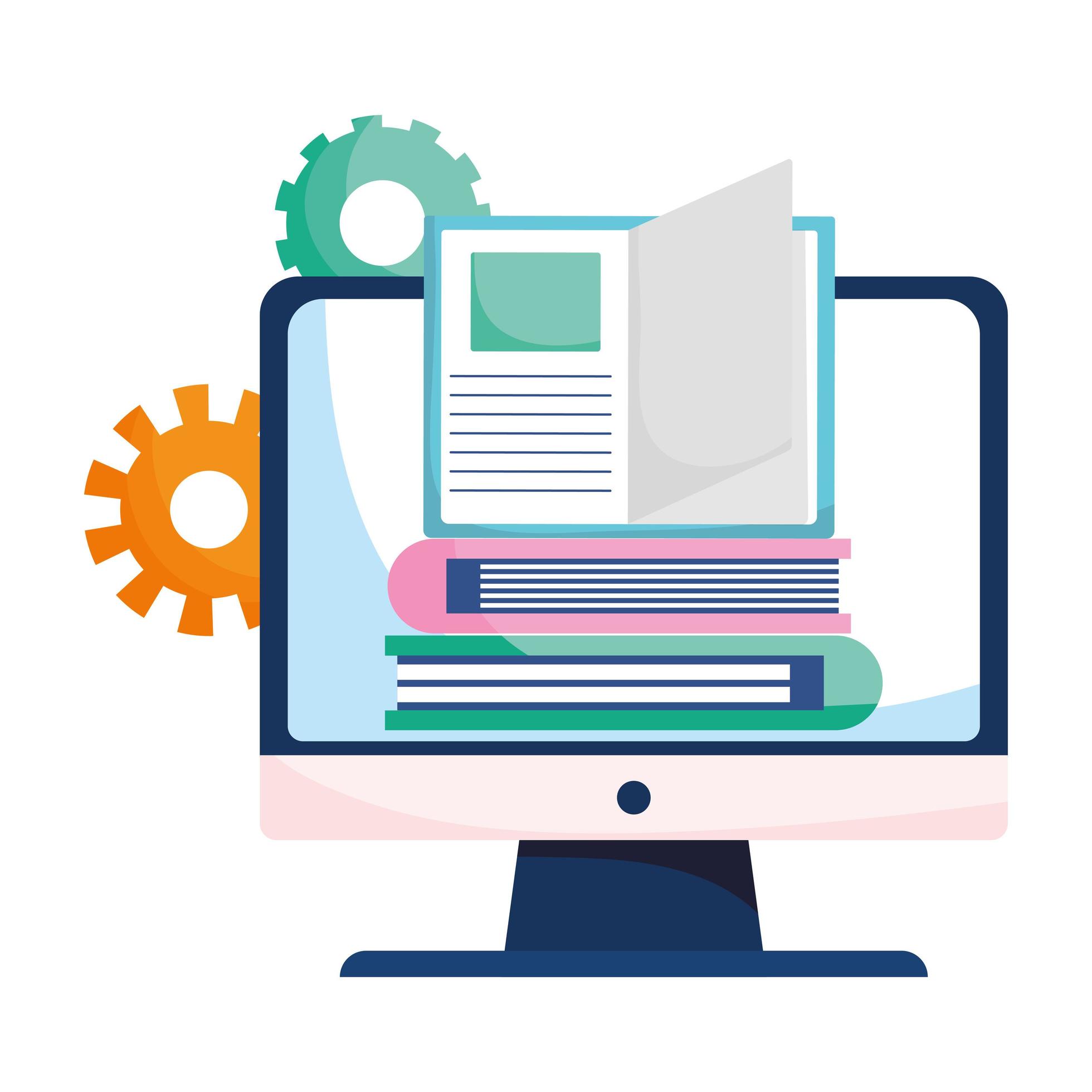 Isolated ebooks gears and computer vector design 4202816 Vector Art at ...