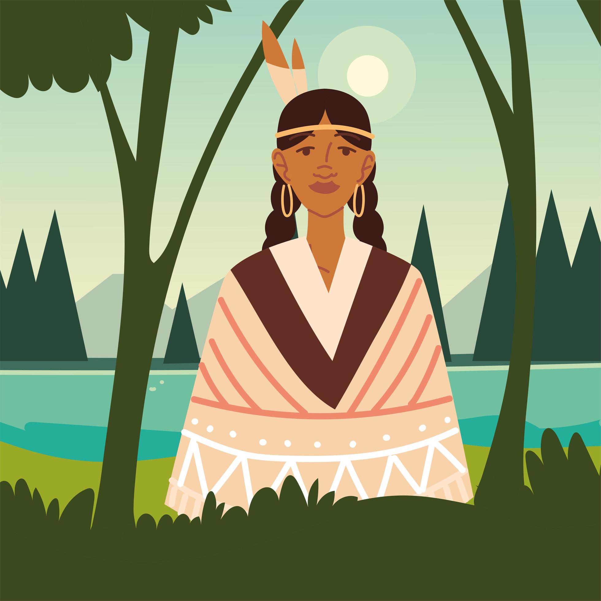indigenous native woman 4203675 Vector Art at Vecteezy