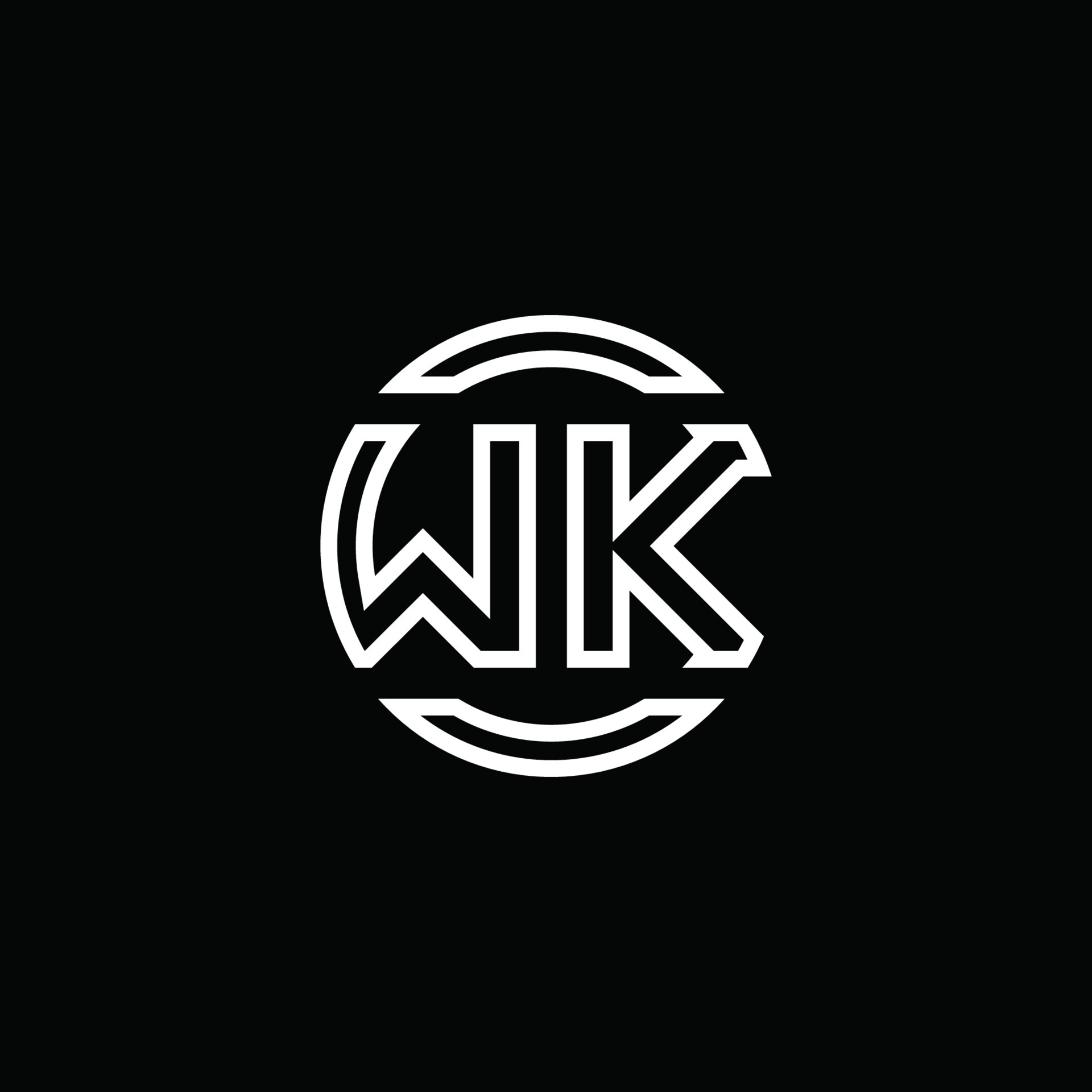 WK logo monogram with negative space circle rounded design template ... WK logo monogram with negative space circle rounded design template ...