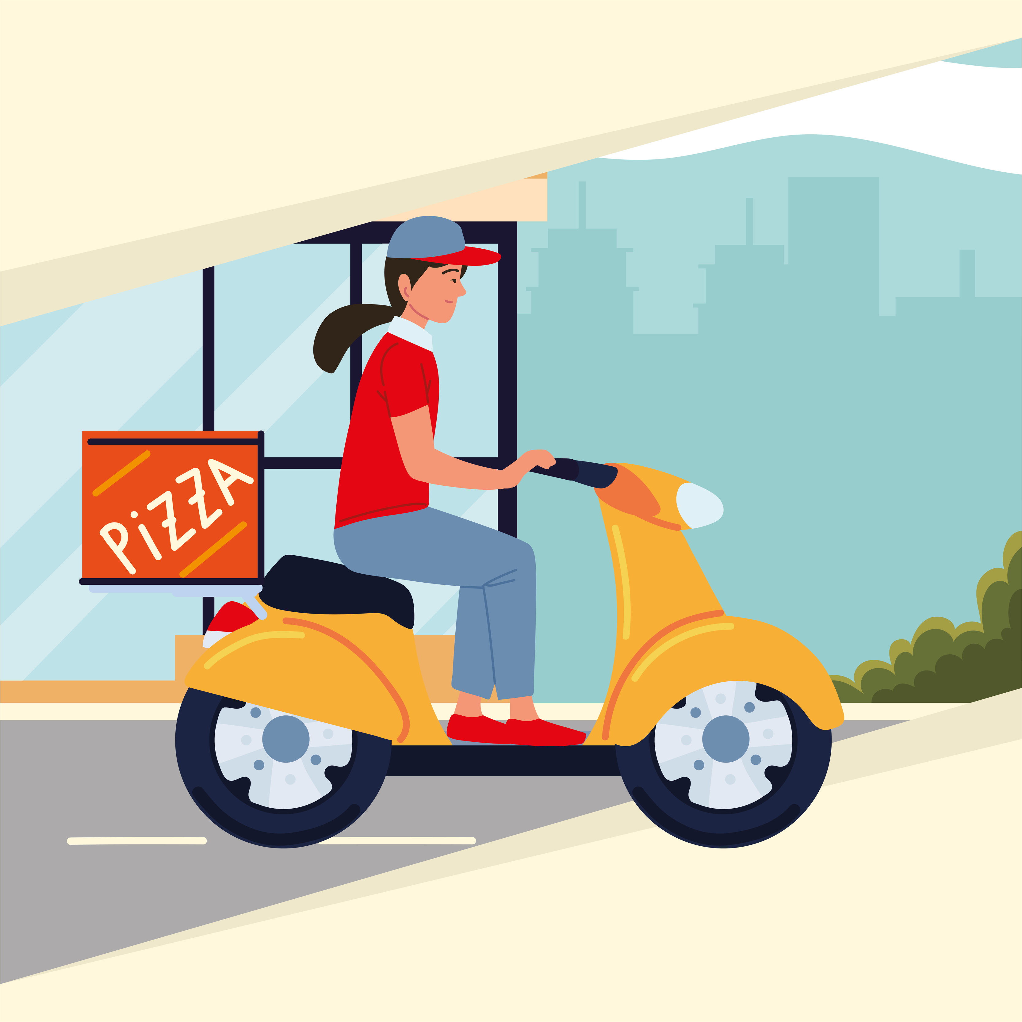Delivery Man Riding Scooter 4206972 Vector Art At Vecteezy