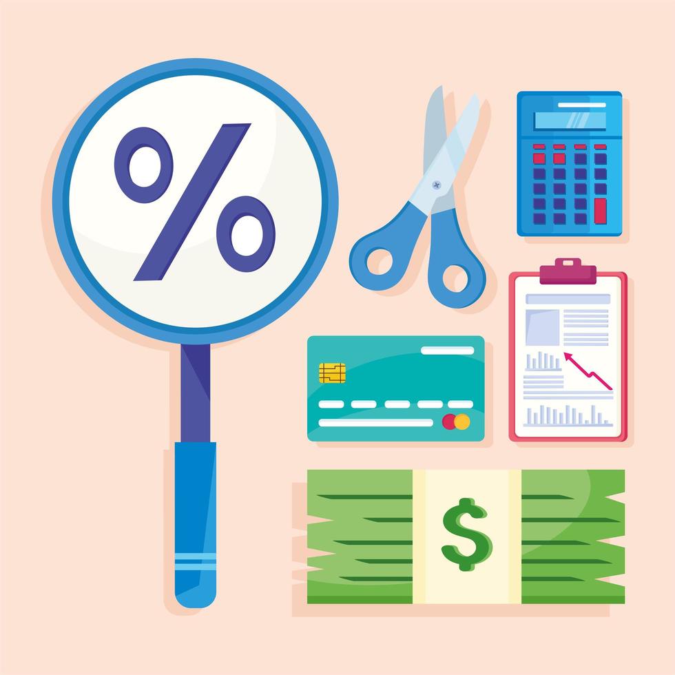 six financial management icons 4210147 Vector Art at Vecteezy