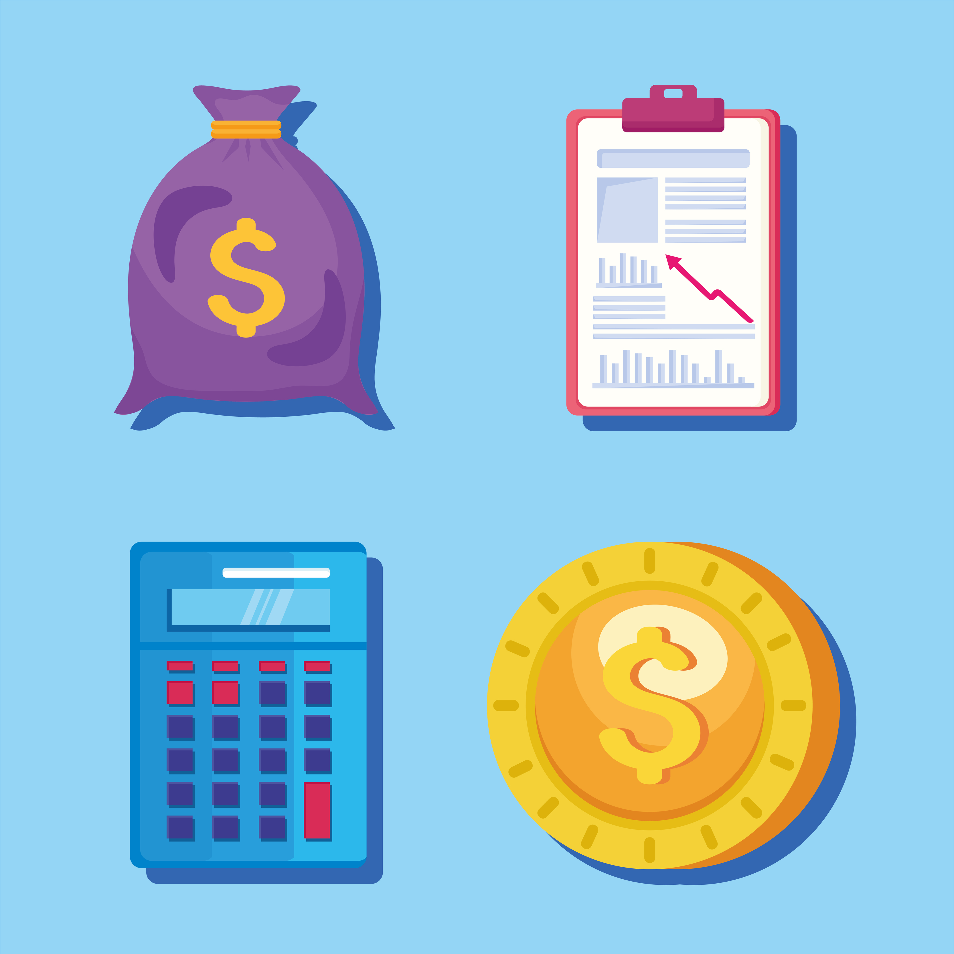 four financial management icons 4210483 Vector Art at Vecteezy