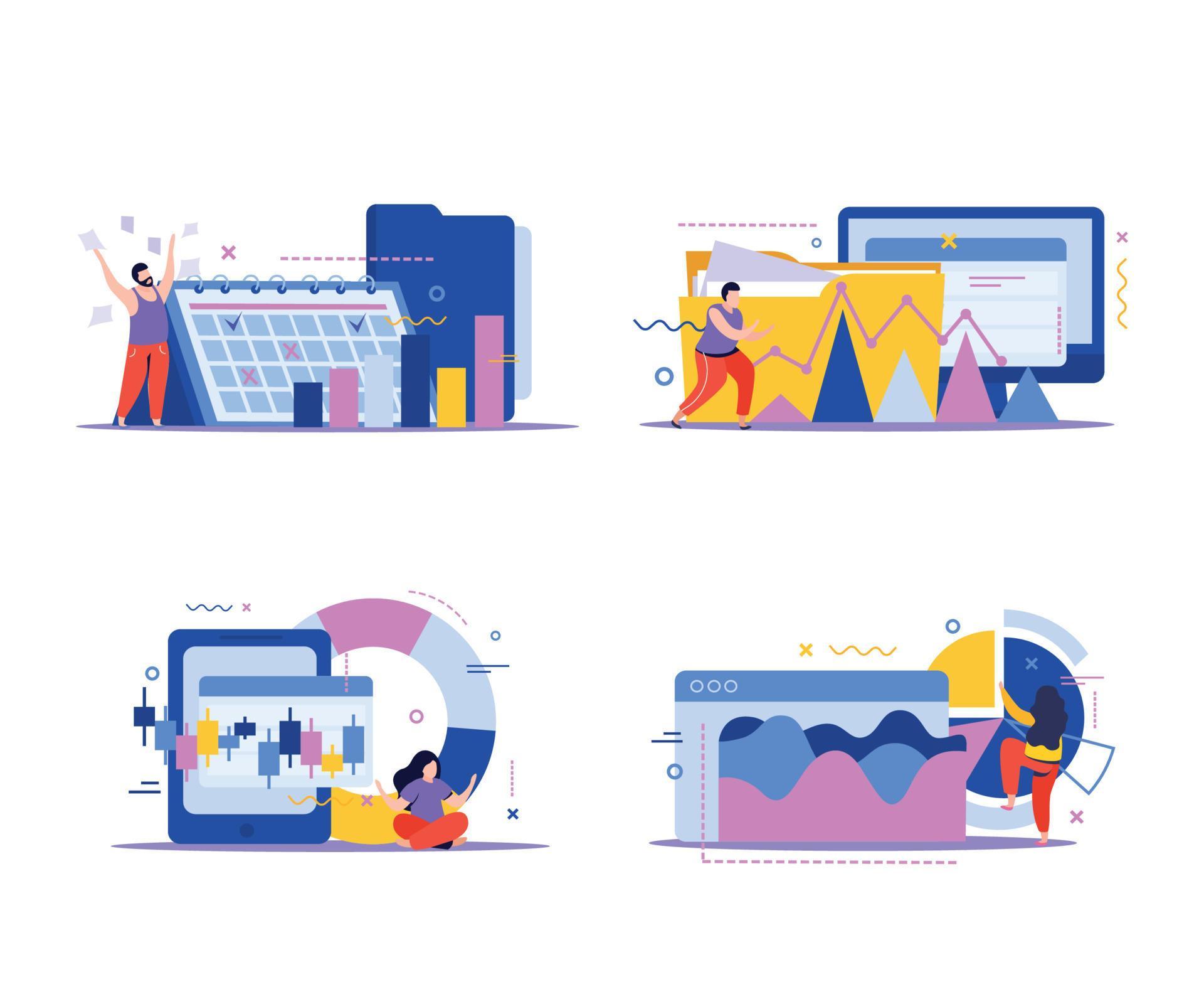 Data Analysis Compositions Set 4216465 Vector Art at Vecteezy